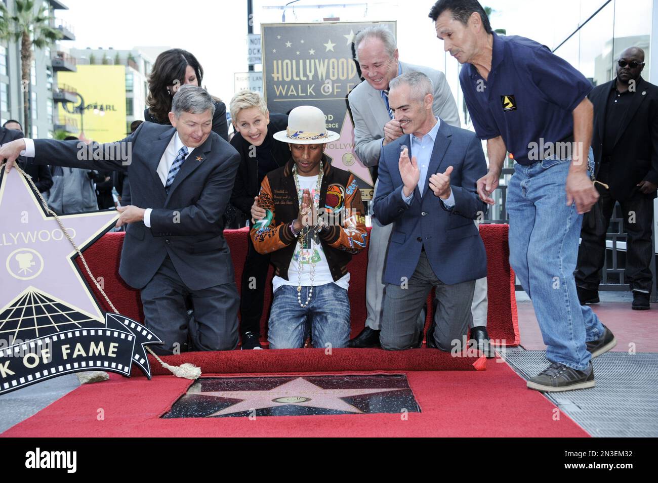 Ellen DeGeneres, and Pharrell Williams attend the ceremony honoring him ...