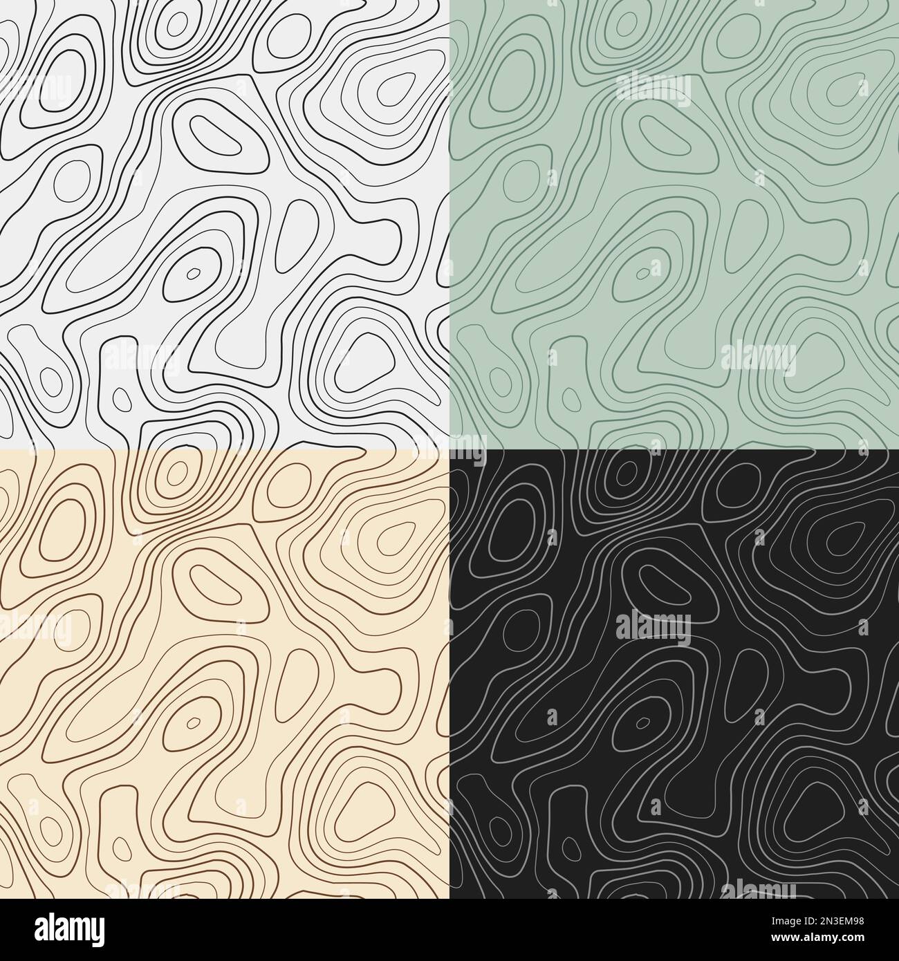 Topography patterns. Seamless elevation map tiles. Attractive isoline ...