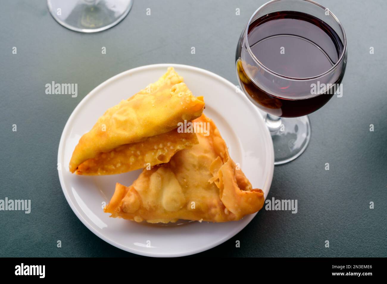 Traditional Middle East snack fried stuffed samosa pie with vegetables ...