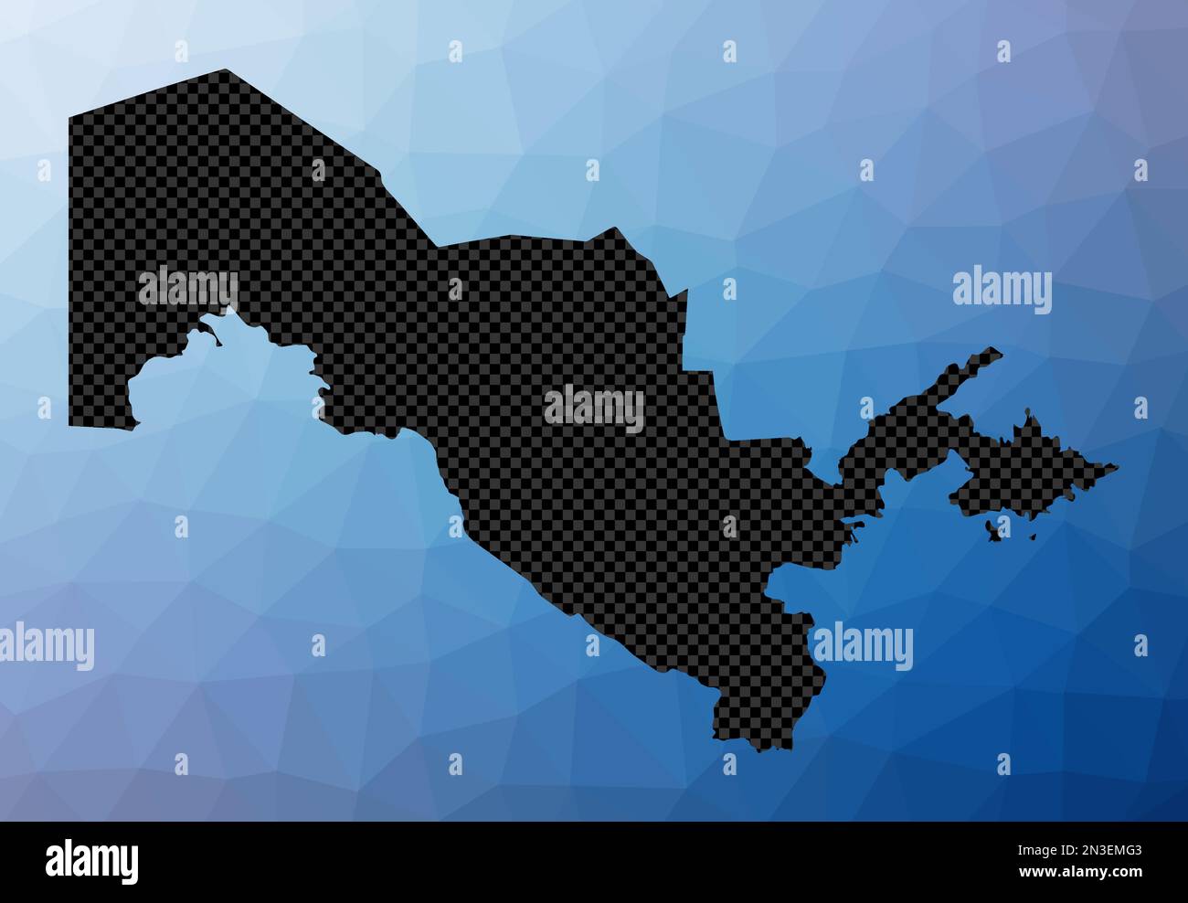 Uzbekistan geometric map. Stencil shape of Uzbekistan in low poly style ...