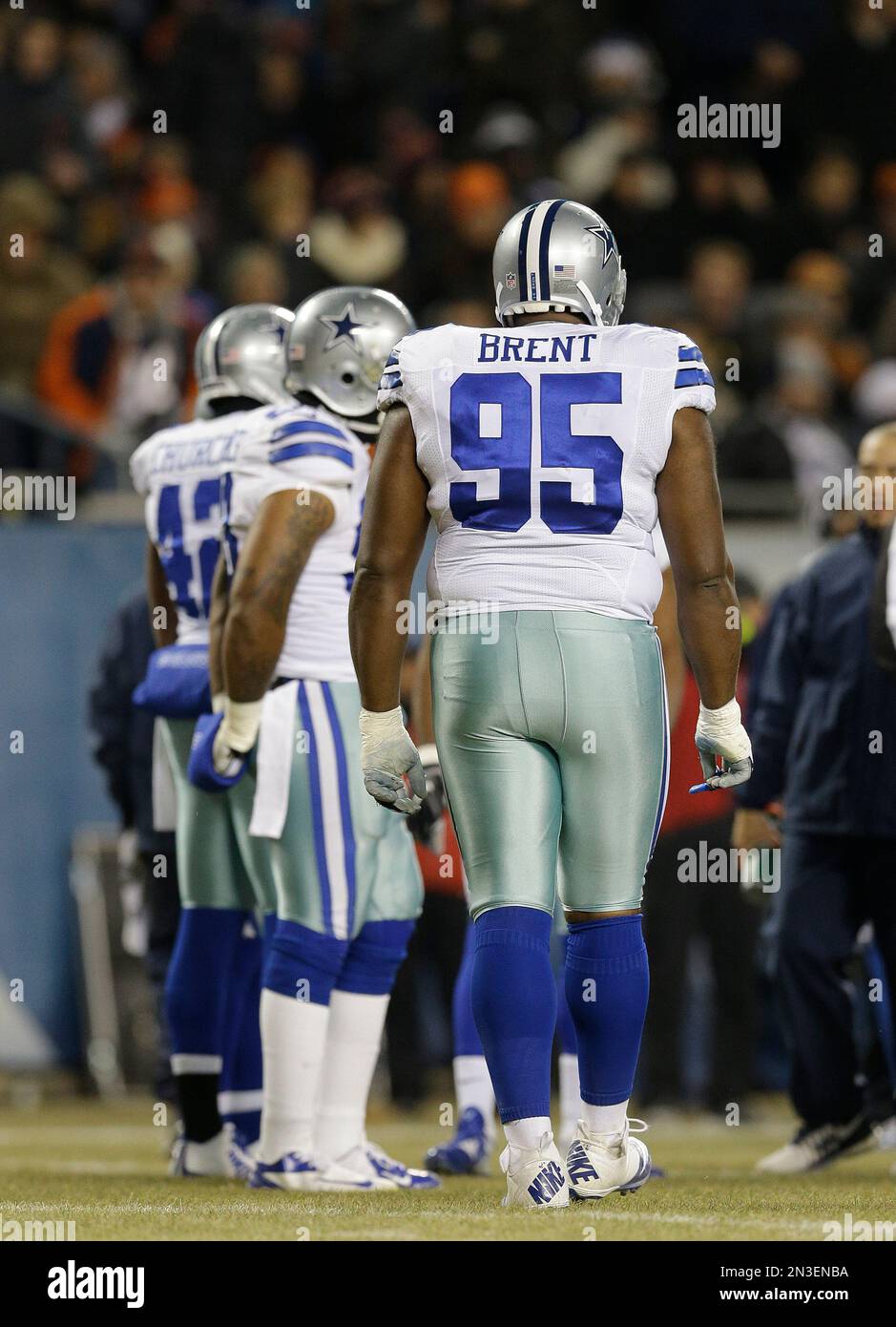 Dallas Cowboys defensive tackle Josh Brent (95) stands on the field ...
