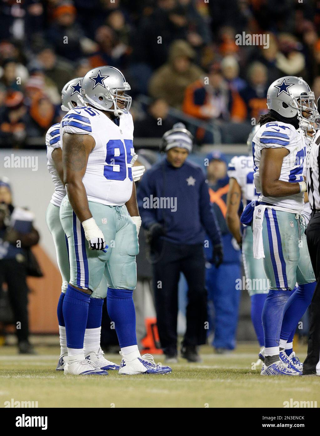 Dallas Cowboys defensive tackle Josh Brent (95) stands on the field ...