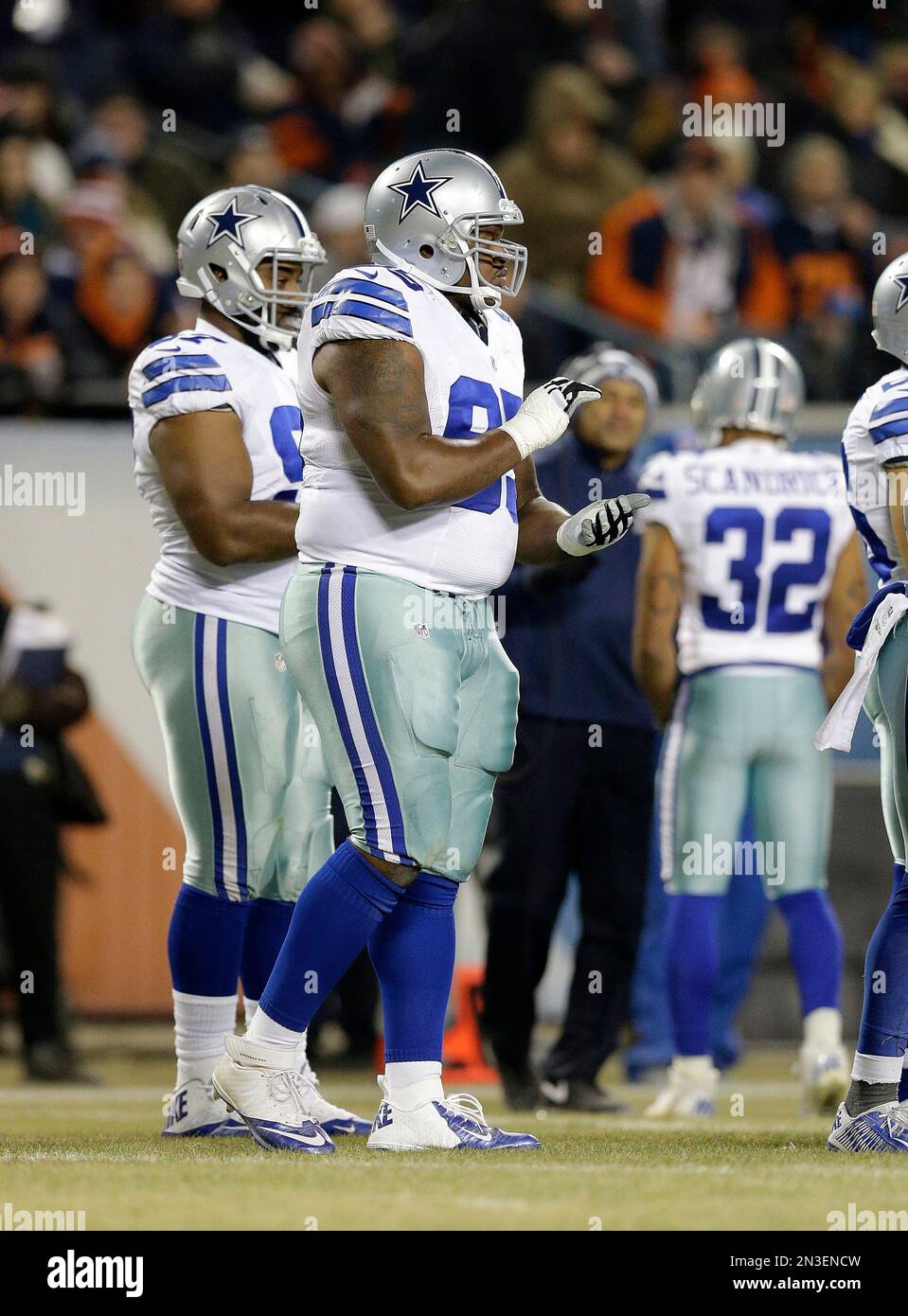 Dallas Cowboys defensive tackle Josh Brent (95) stands on the field ...