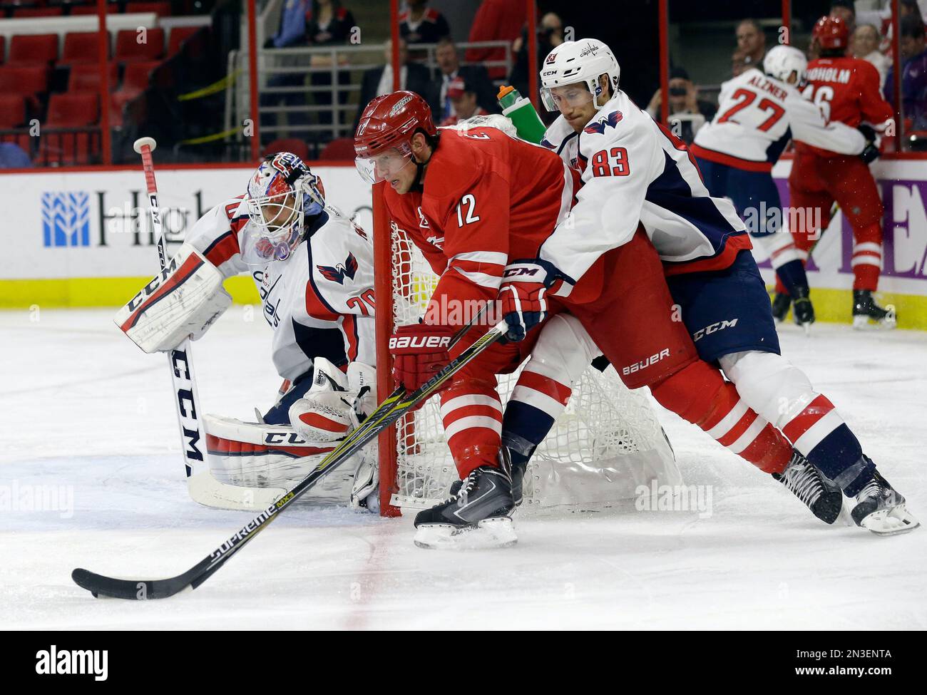 Carolina Hurricanes' Eric Staal (12) tries to score as Washington ...