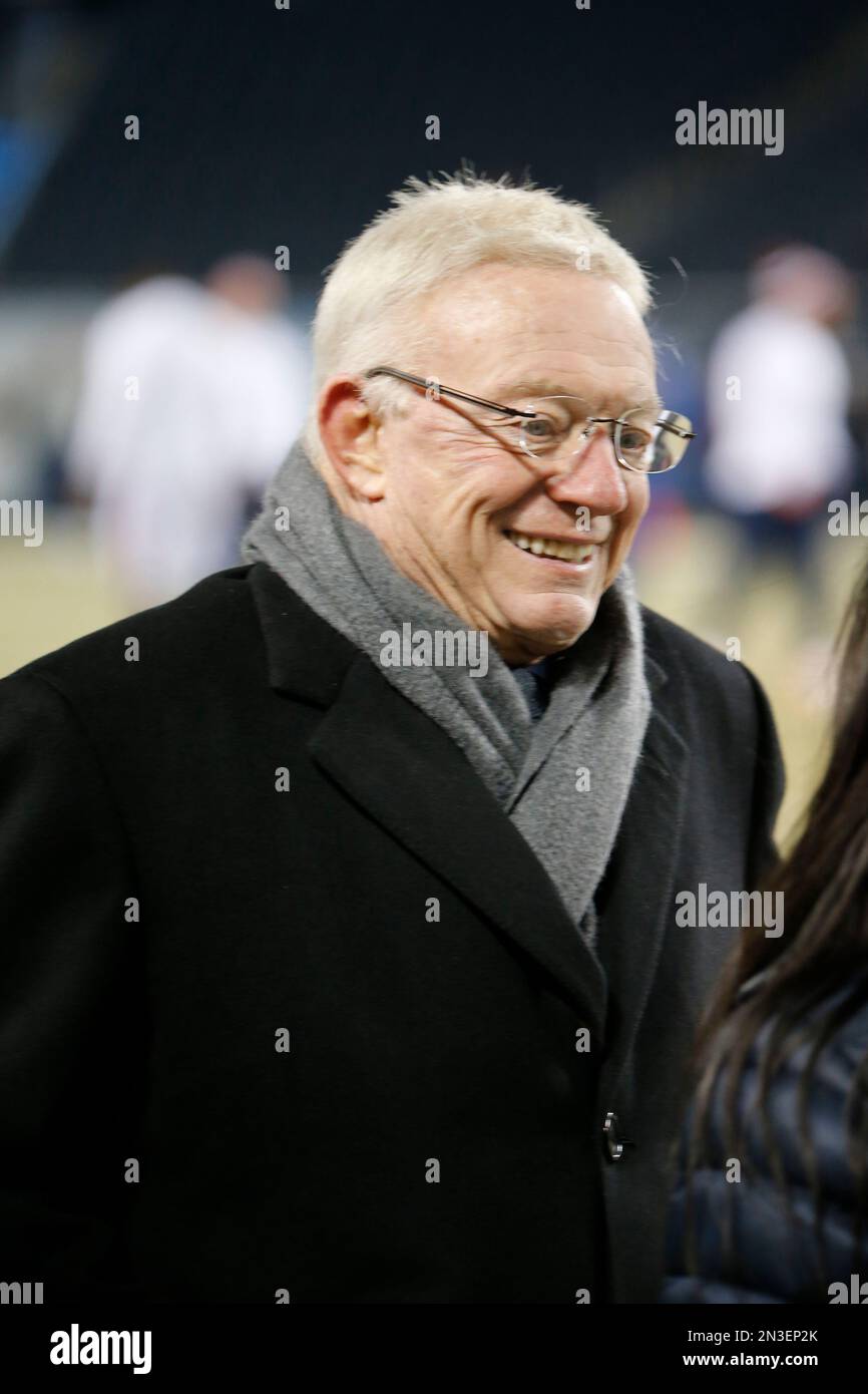 Dallas Cowboys owner Jerry Jones smiles on the field before an NFL ...
