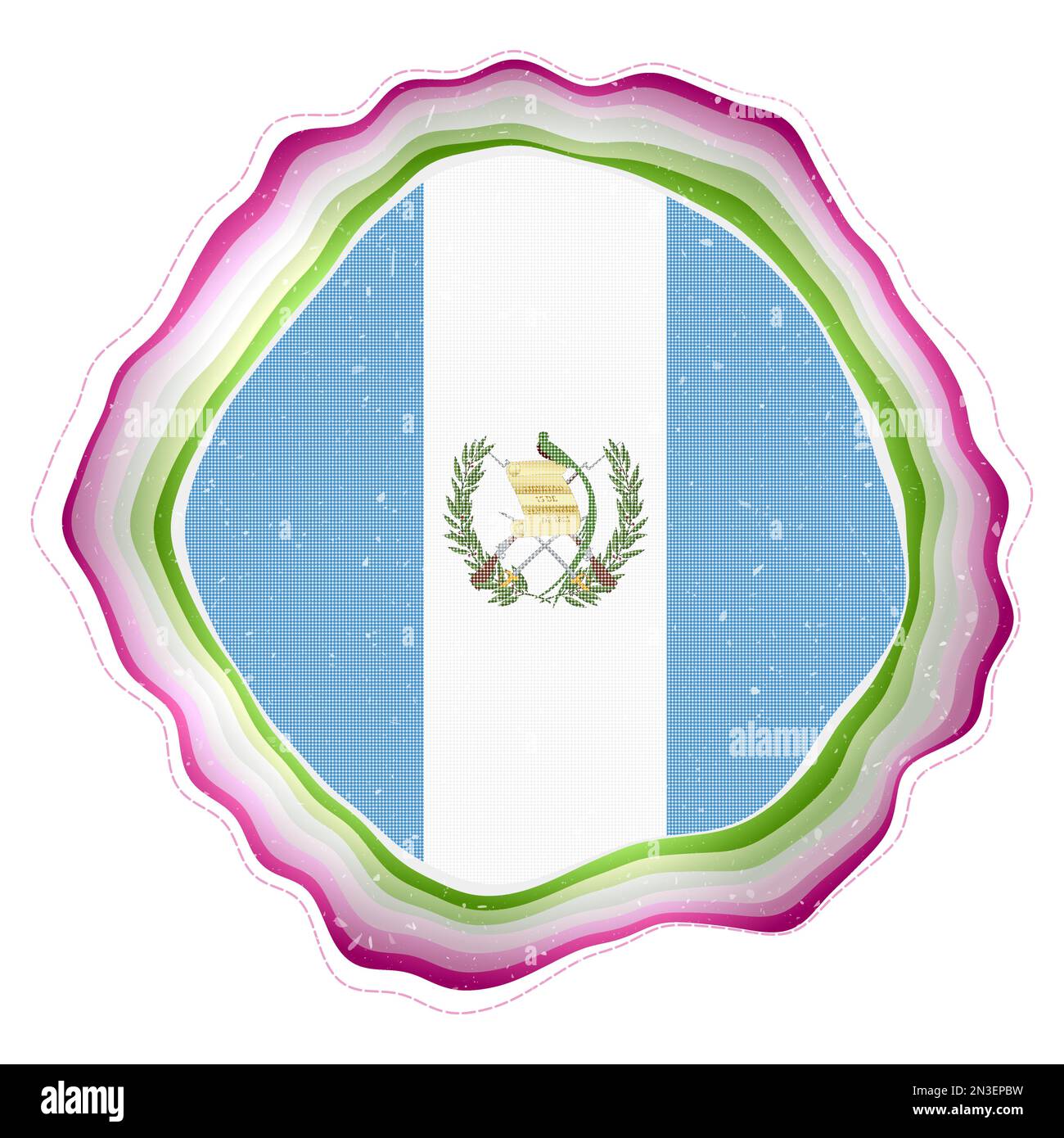 Guatemala flag in frame. Badge of the country. Layered circular sign around Guatemala flag ...