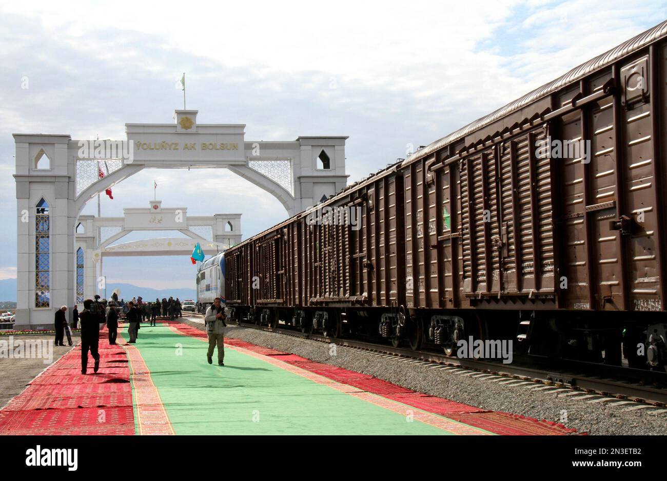 In this Dec.3, 2014 photo, a cargo train is ready to cross an Iranian ...