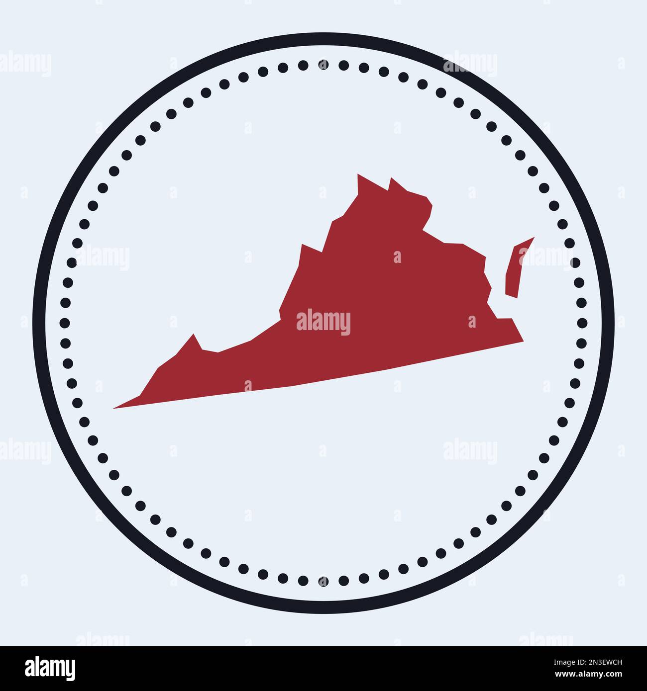 Virginia round stamp. Round logo with US state map and title. Stylish ...