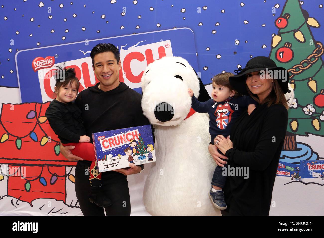 Mario Lopez and family celebrate with Snoopy for the launch of the new ...