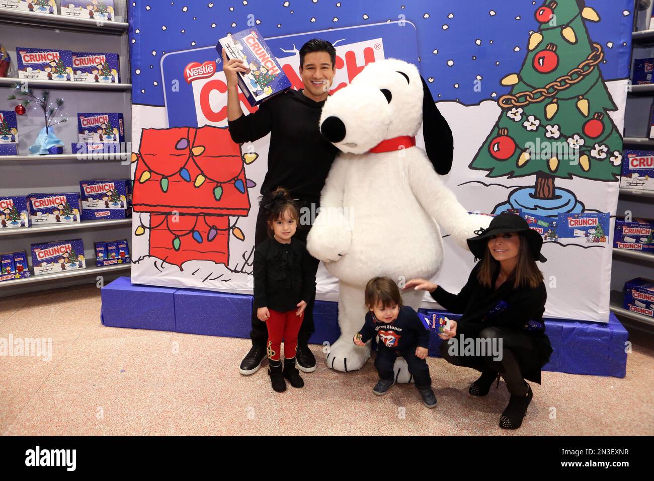 Mario Lopez and family celebrate with Snoopy for the launch of the new ...