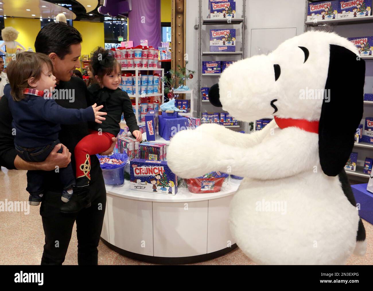 Mario Lopez and family celebrate with Snoopy for the launch of the new ...