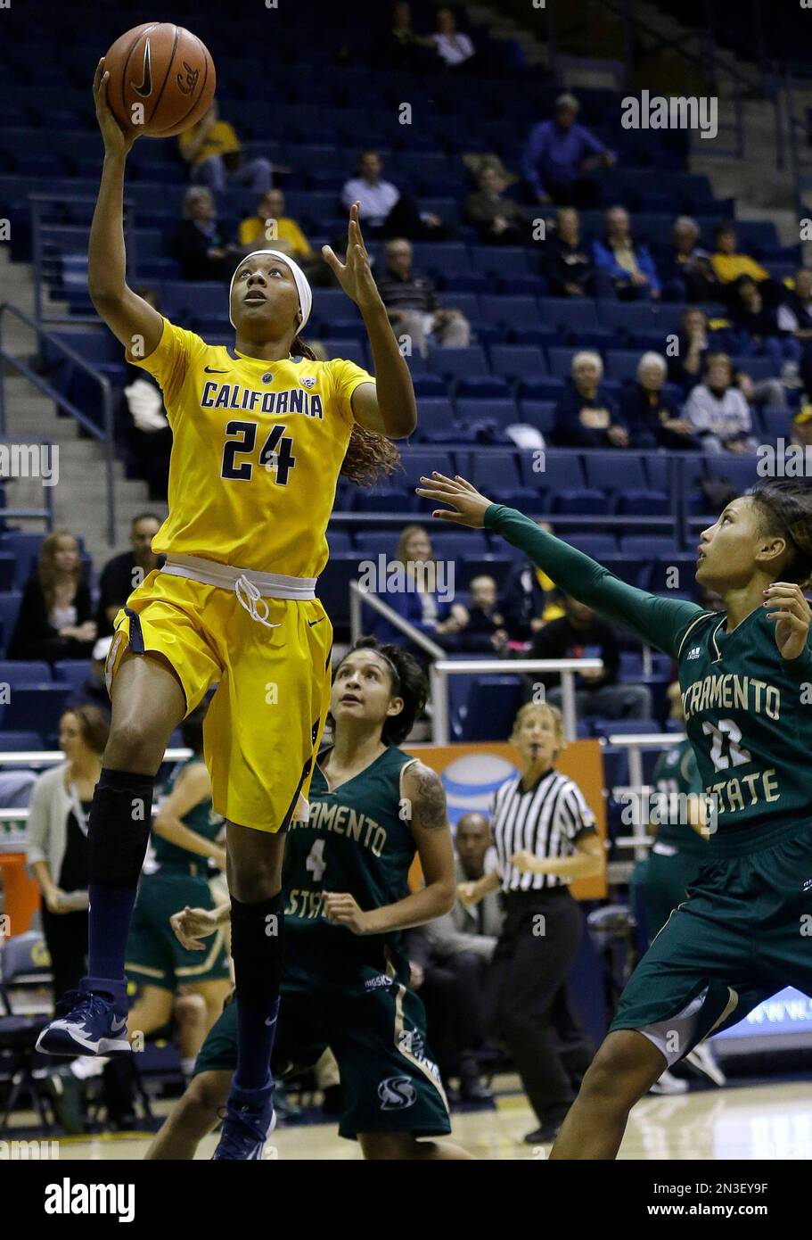 California forward Courtney Range (24) shoots against Sacramento State ...