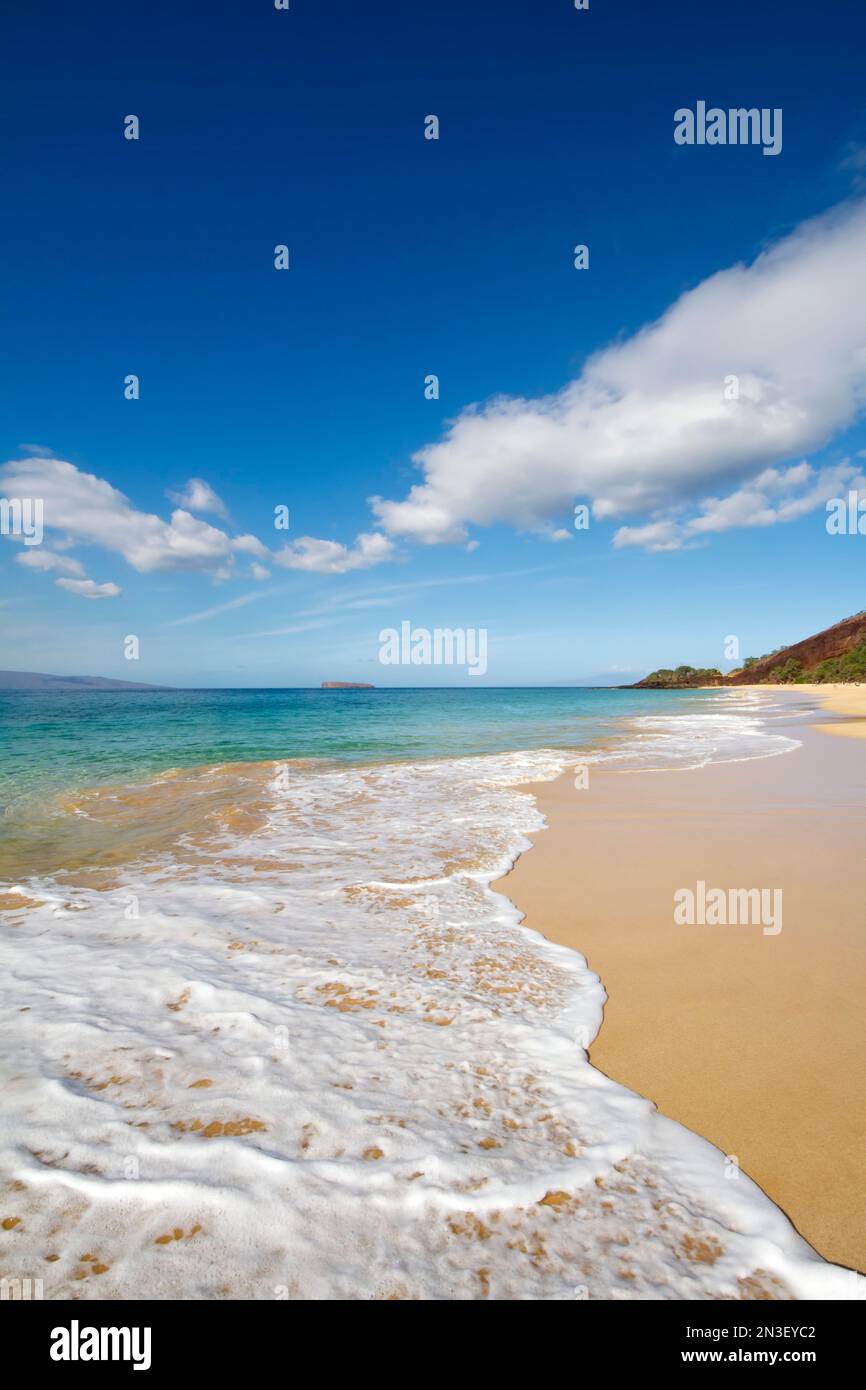 View of surf and sand at Big Beach, also known as Makena Beach or by ...