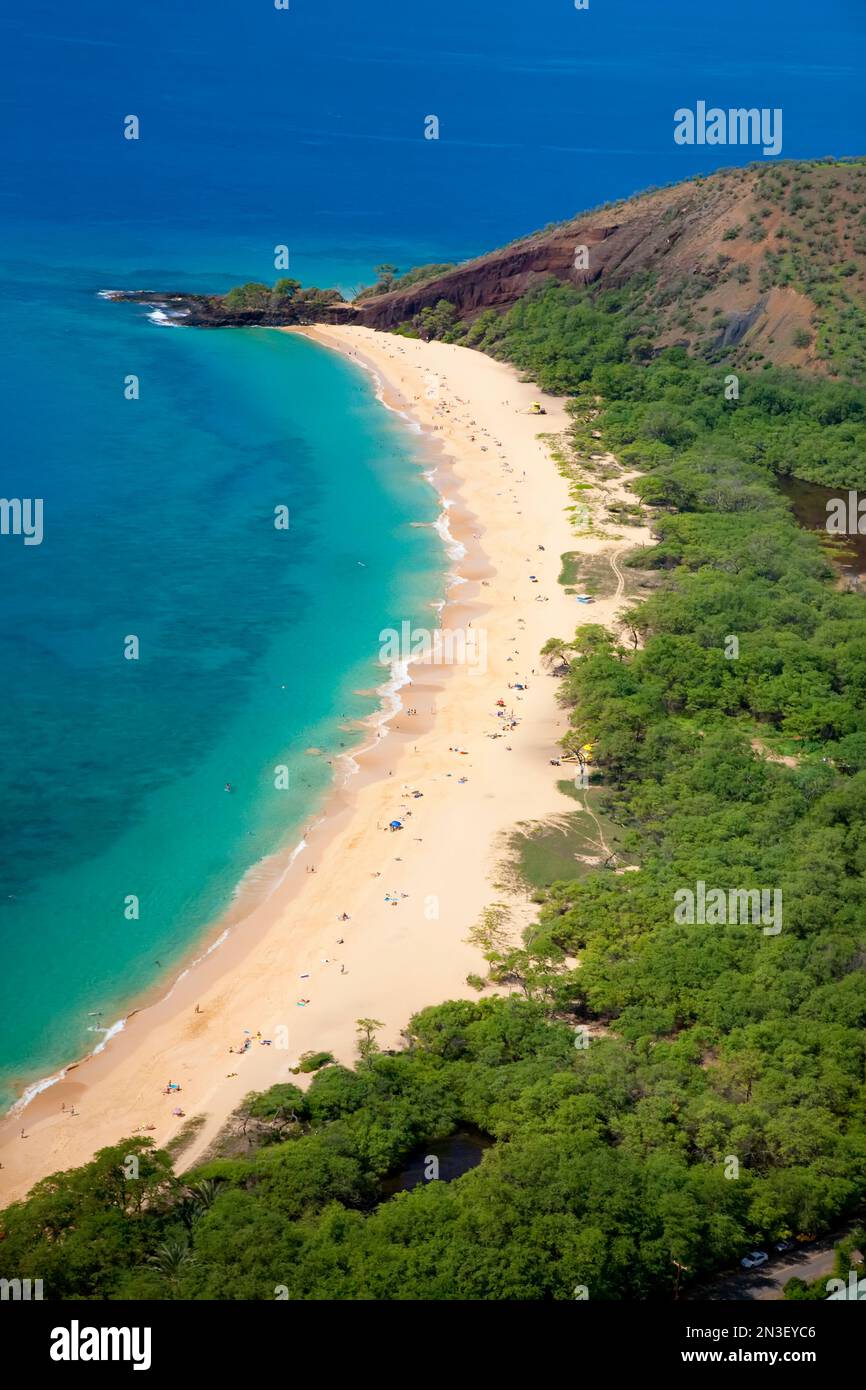 Aerial View Of Big Beach Also Known As Makena Beach Or By Its Hawaiian Name Oneloa Beach