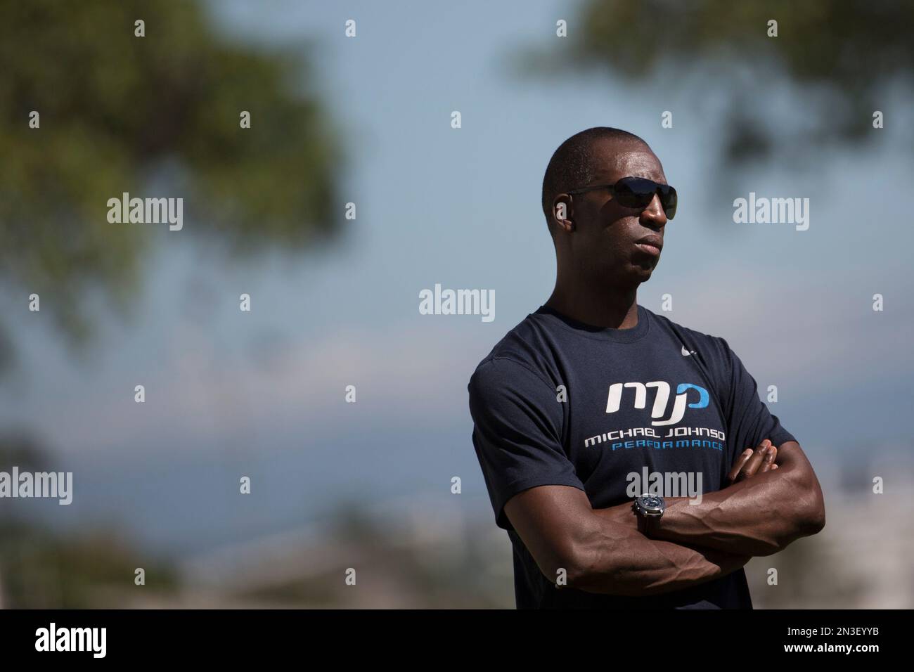Four-time Olympic track and field gold medalist Michael Johnson watches ...