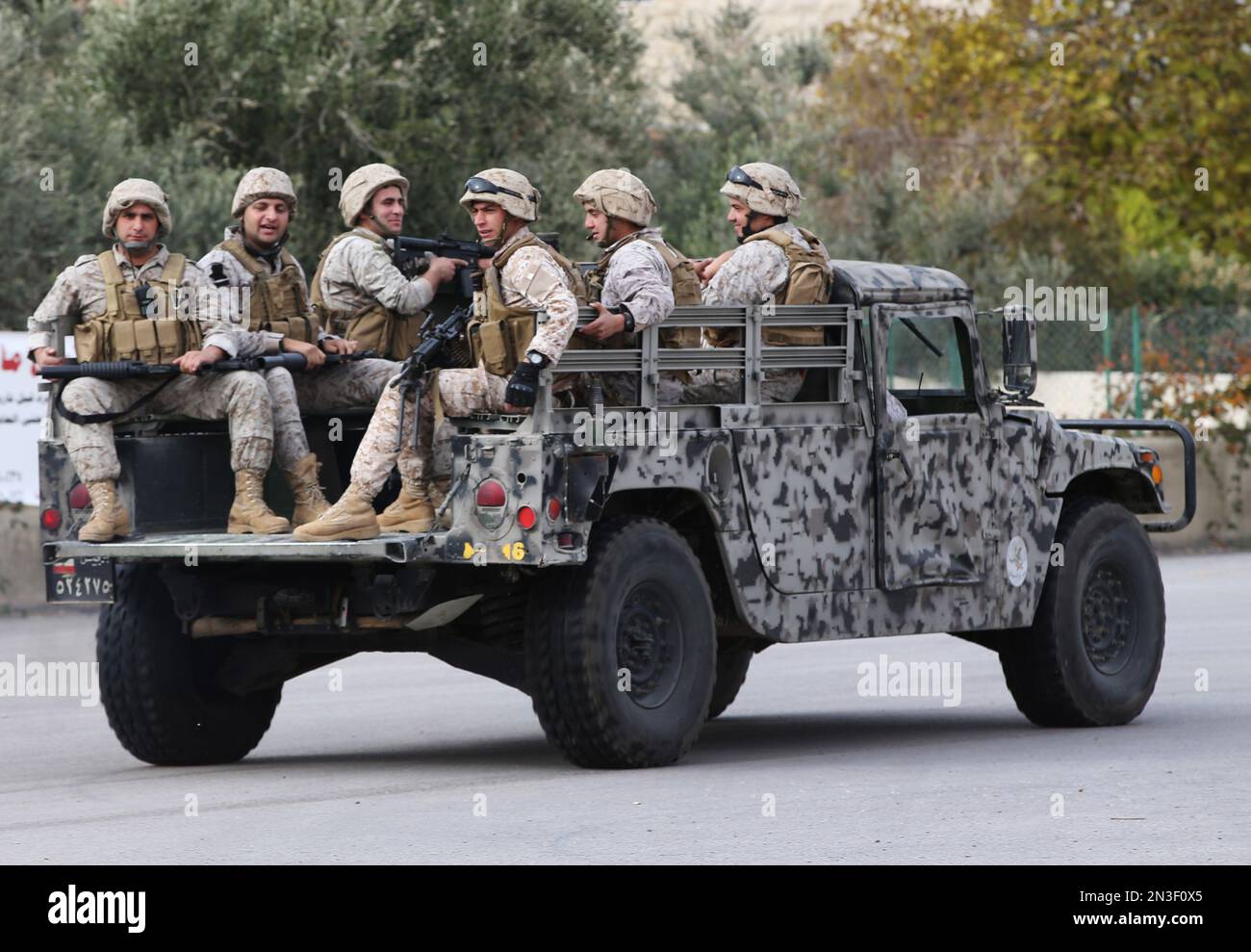 Lebanese army special forces patrol near the area where militants ...