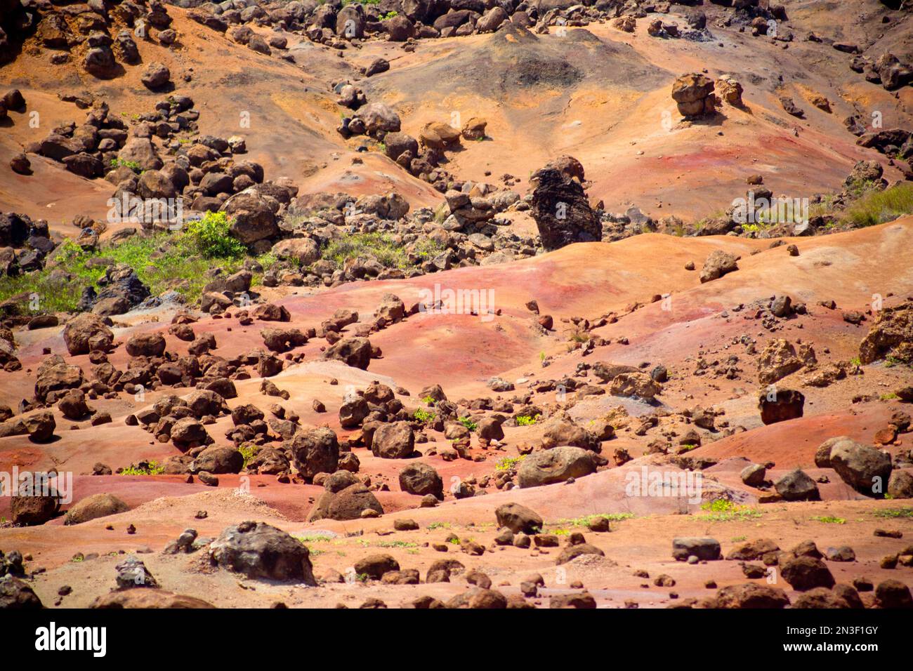 Boulders and desert-like landscape at Keahiakawelo, also known as ...