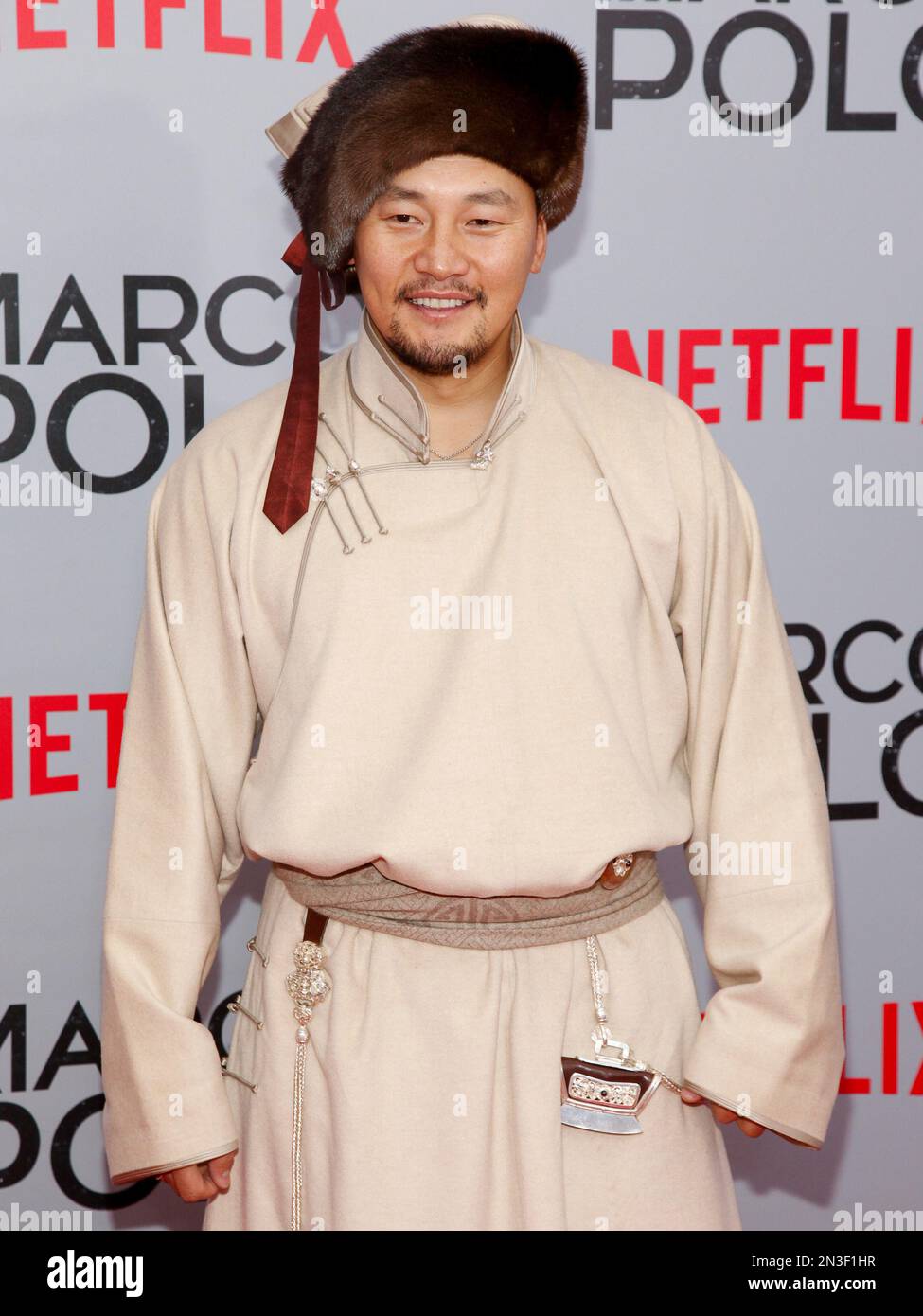 Amarsaikhan Baljinnyam attends the season premiere of the new Netflix series "Marco Polo" at AMC ...