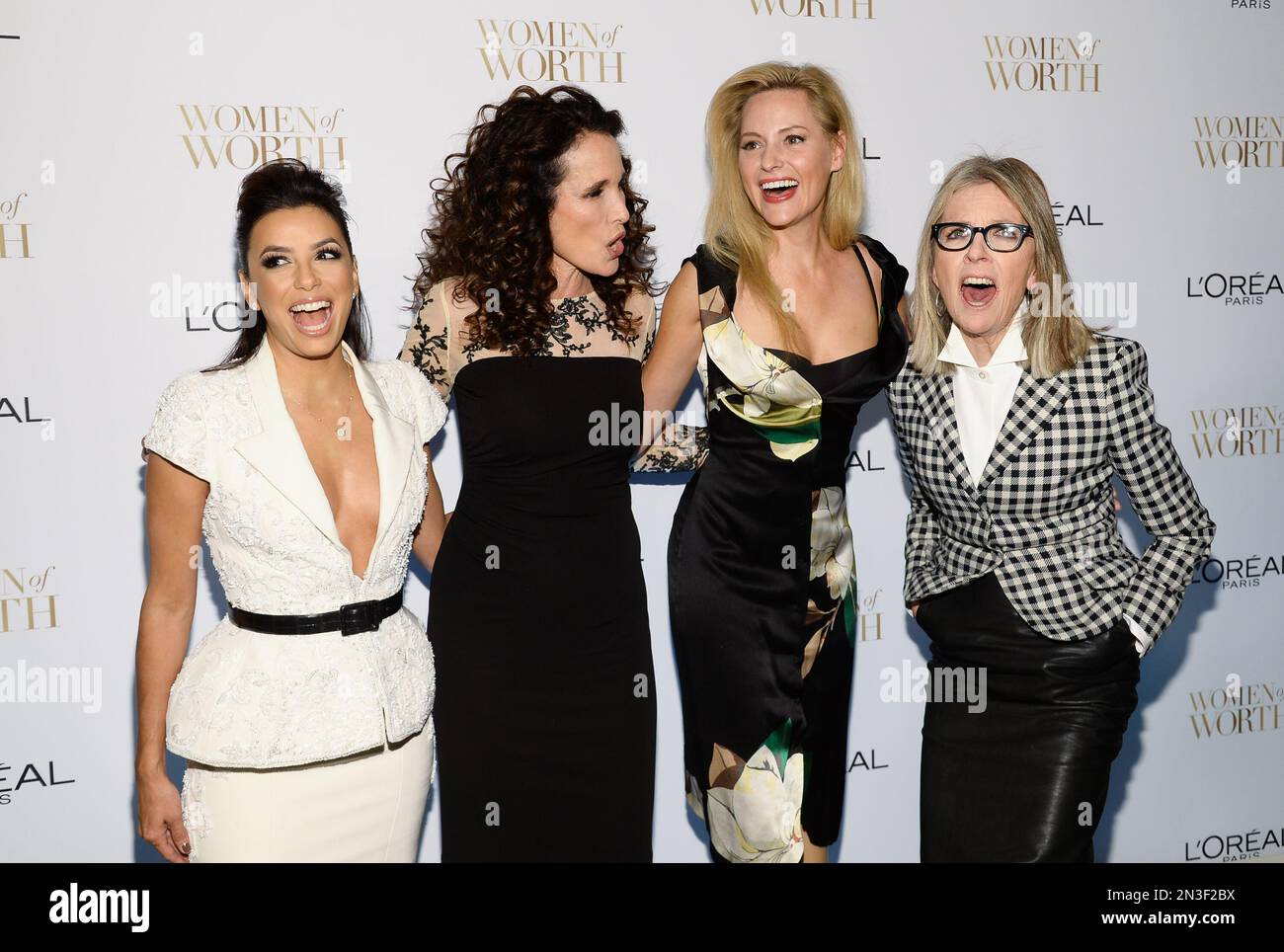 Eva Longoria, left, Andie MacDowell, Aimee Mullins and Diane Keaton ...