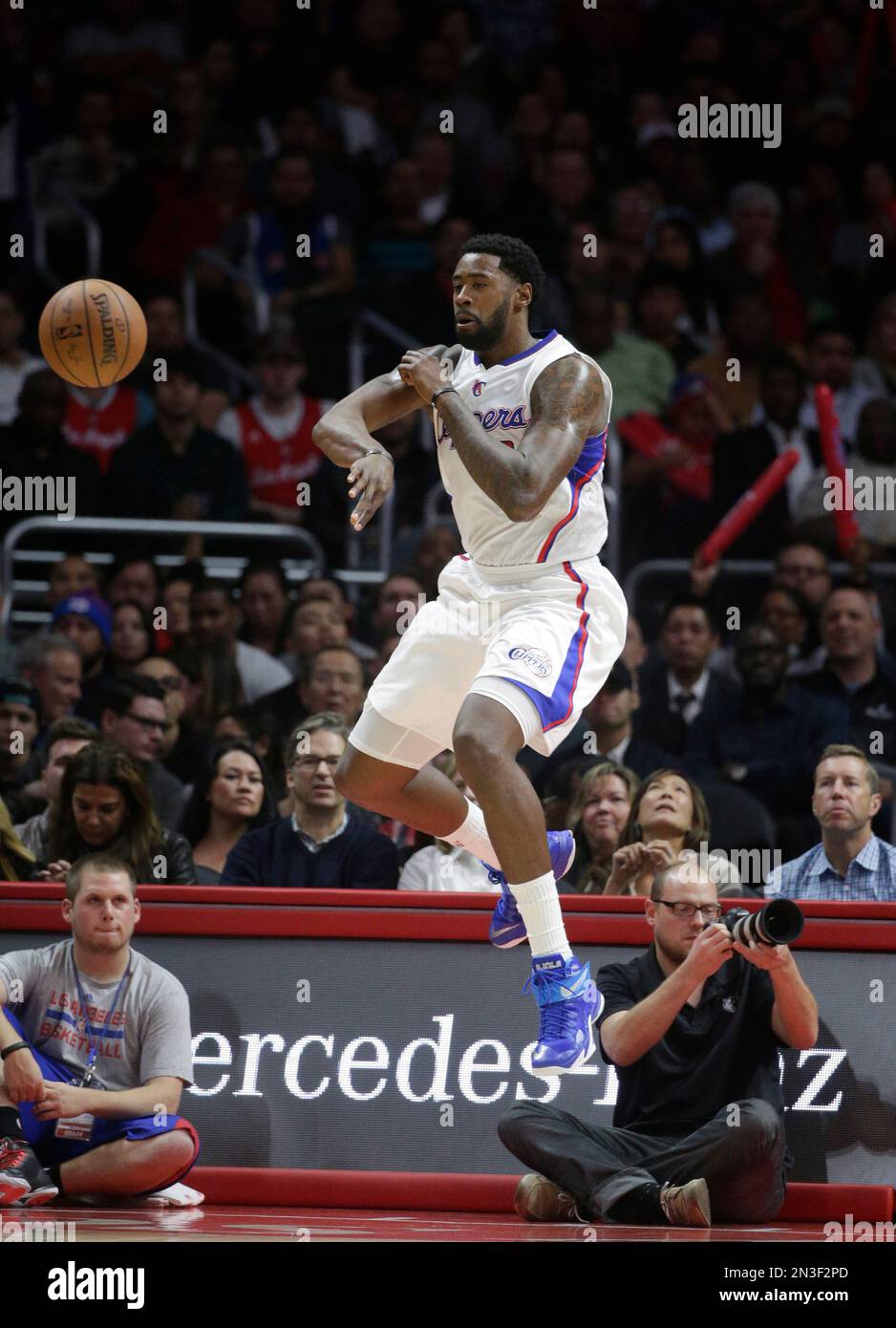 Los Angeles Clippers' DeAndre Jordan passes the ball during the second ...