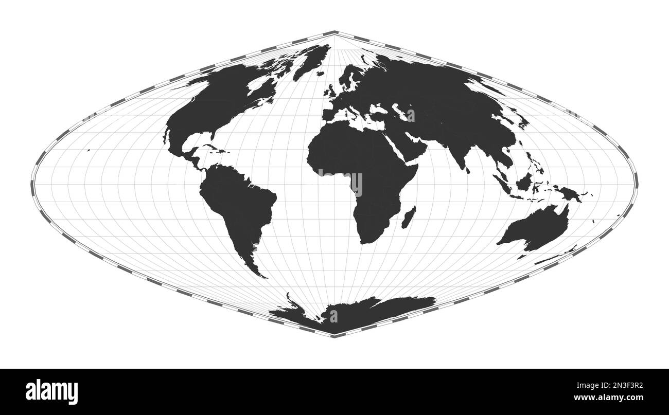 Vector world map. Craster parabolic projection. Plain world ...