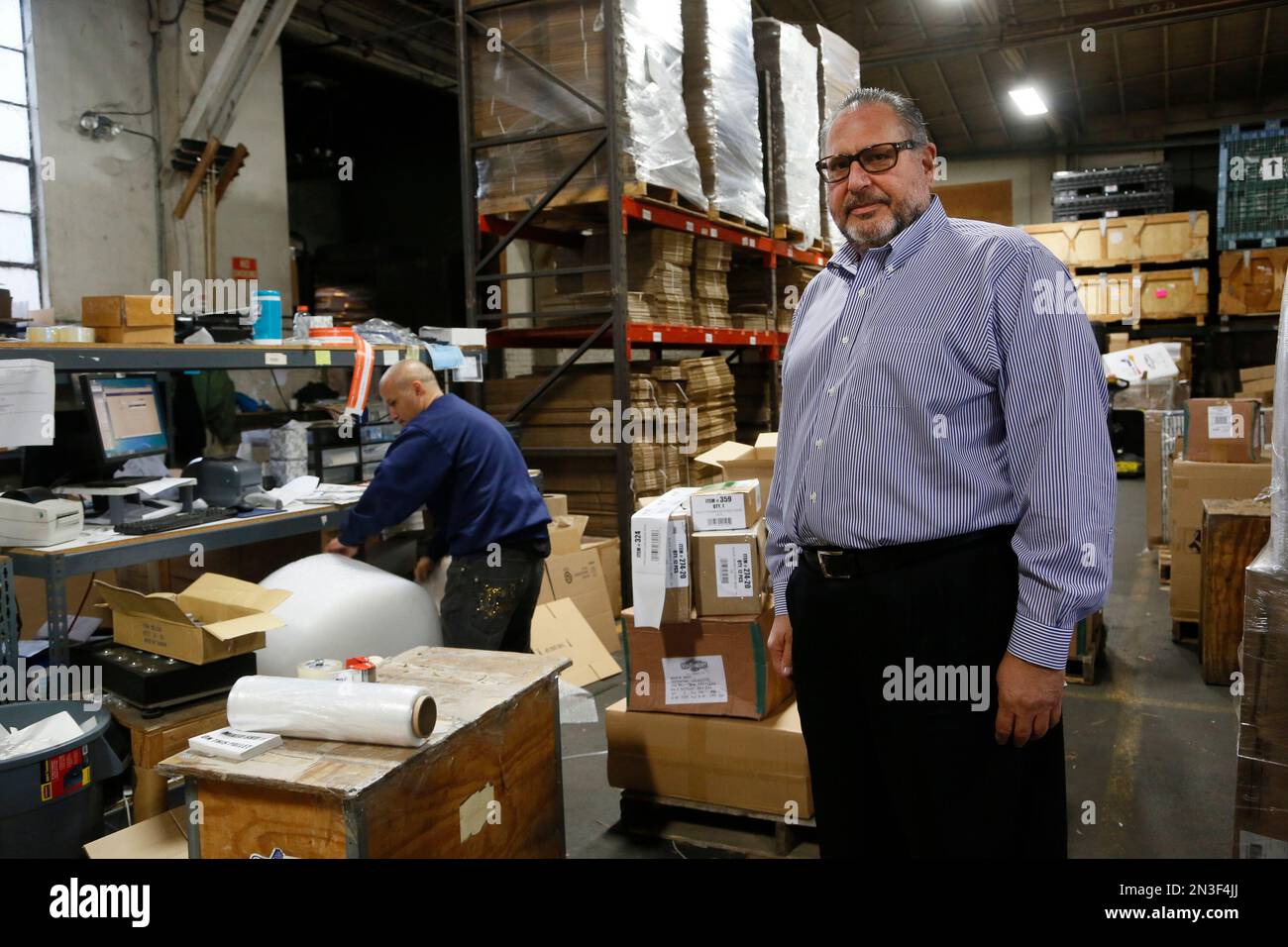 Brian Jablon poses in his warehouse in Los Angeles on Tuesday, Dec. 2 ...