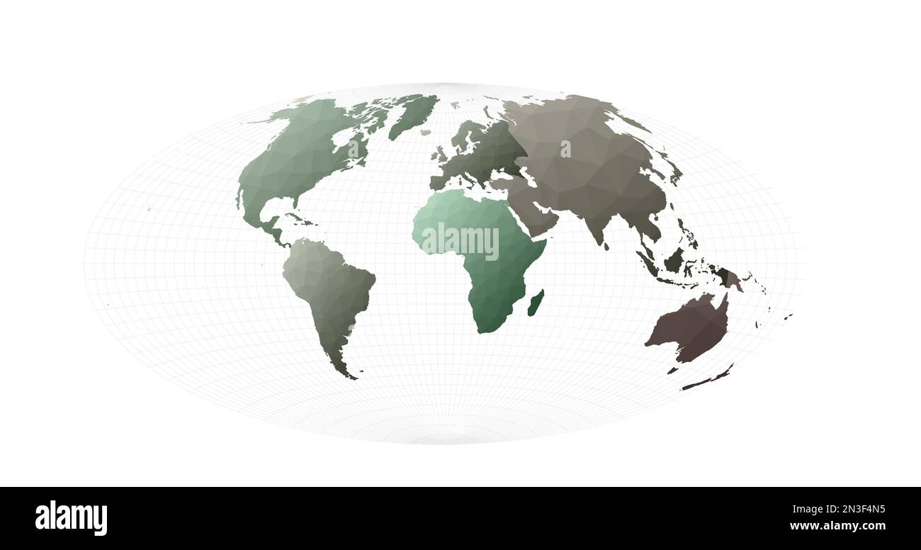 Low poly style world map. Aitoff projection. Cool vector illustration ...