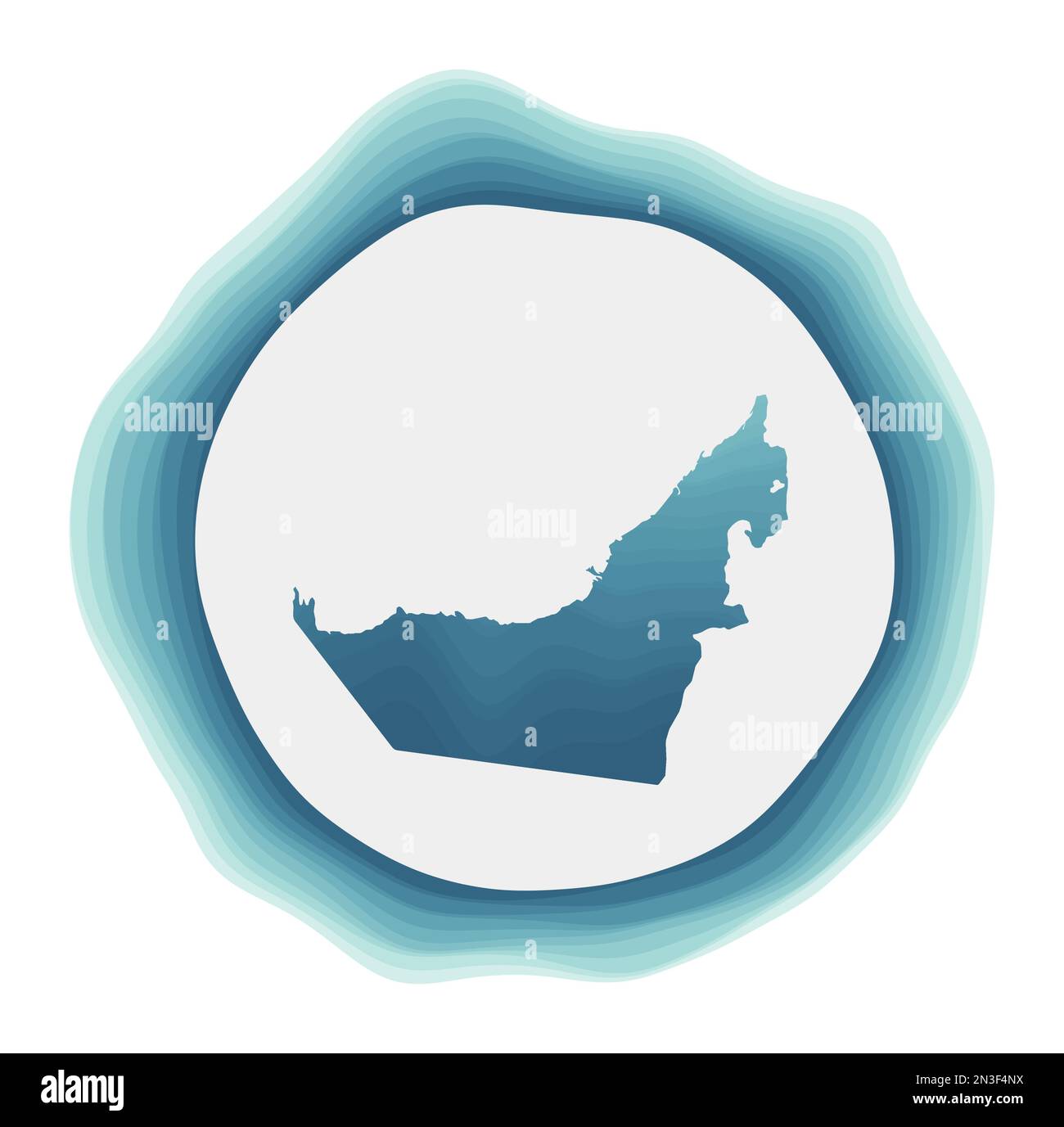 UAE logo. Badge of the country. Layered circular sign around UAE border ...