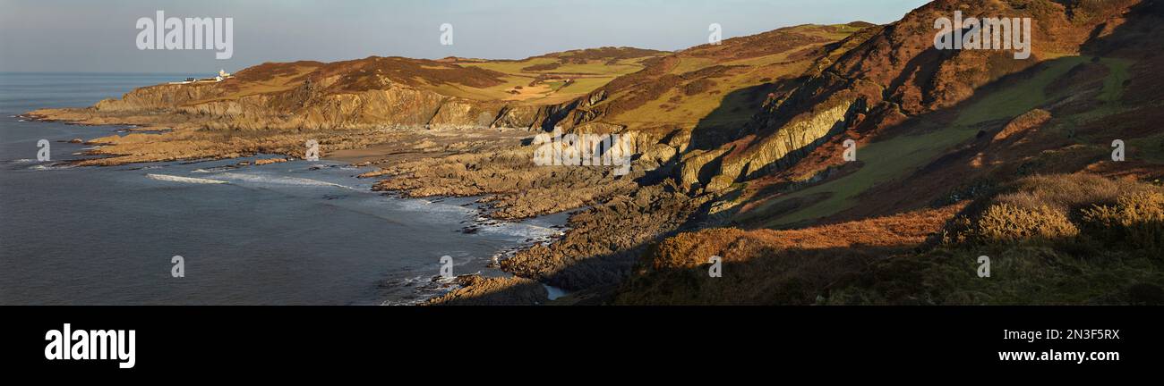 Bull Point, seen across Rockham Bay, Mortehoe, near Woolacombe and ...