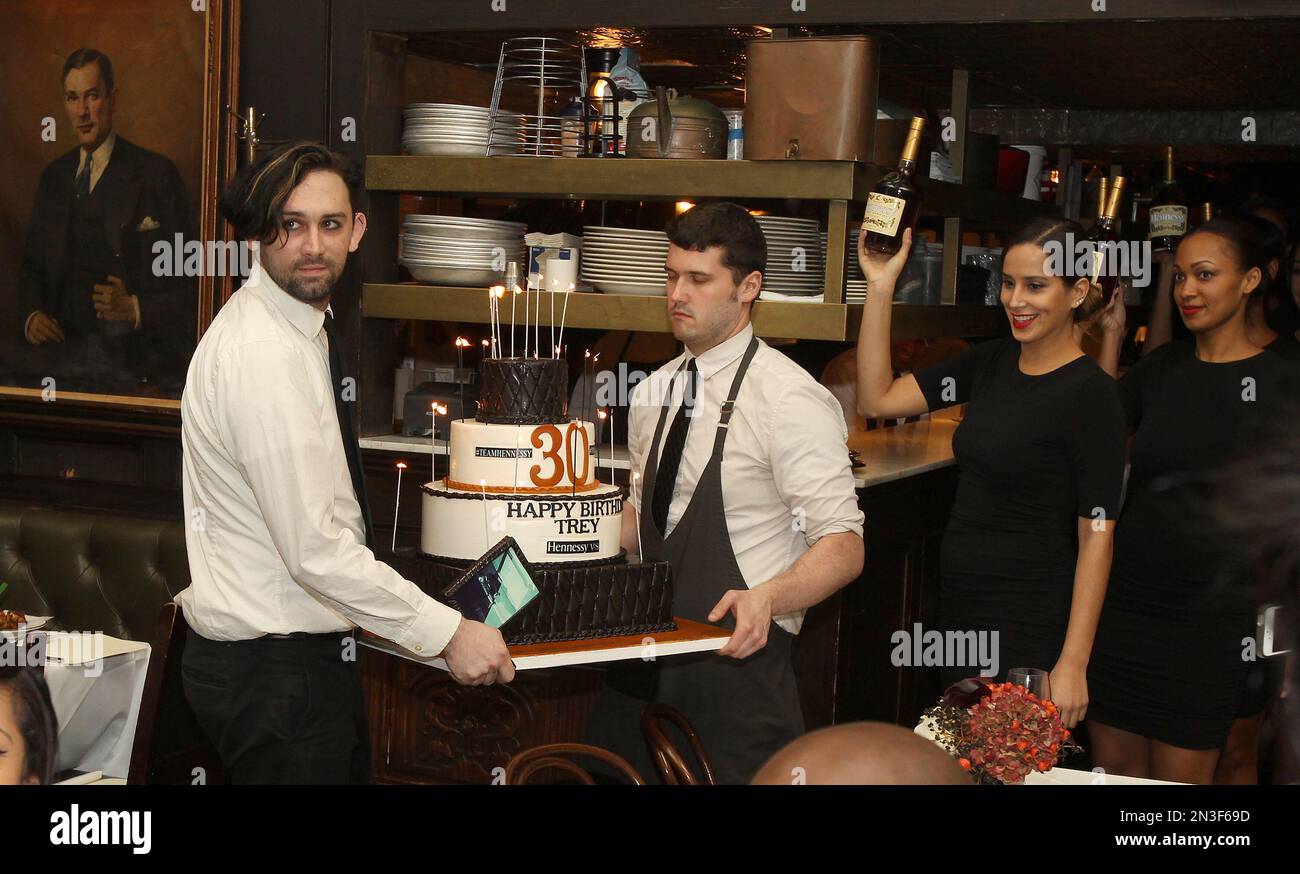 A birthday cake is brought out during the Trey Songz's 30th Birthday ...