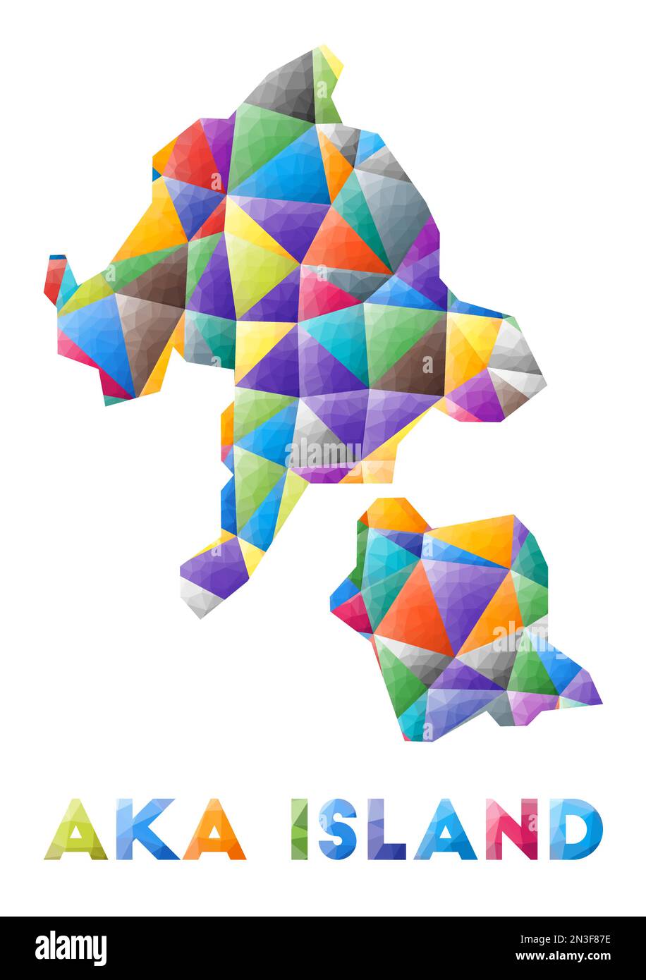 Aka Island - colorful low poly island shape. Multicolor geometric ...