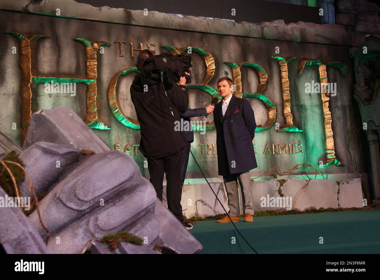 Actor Martin Freeman talks to media upon arrival at the World premiere ...