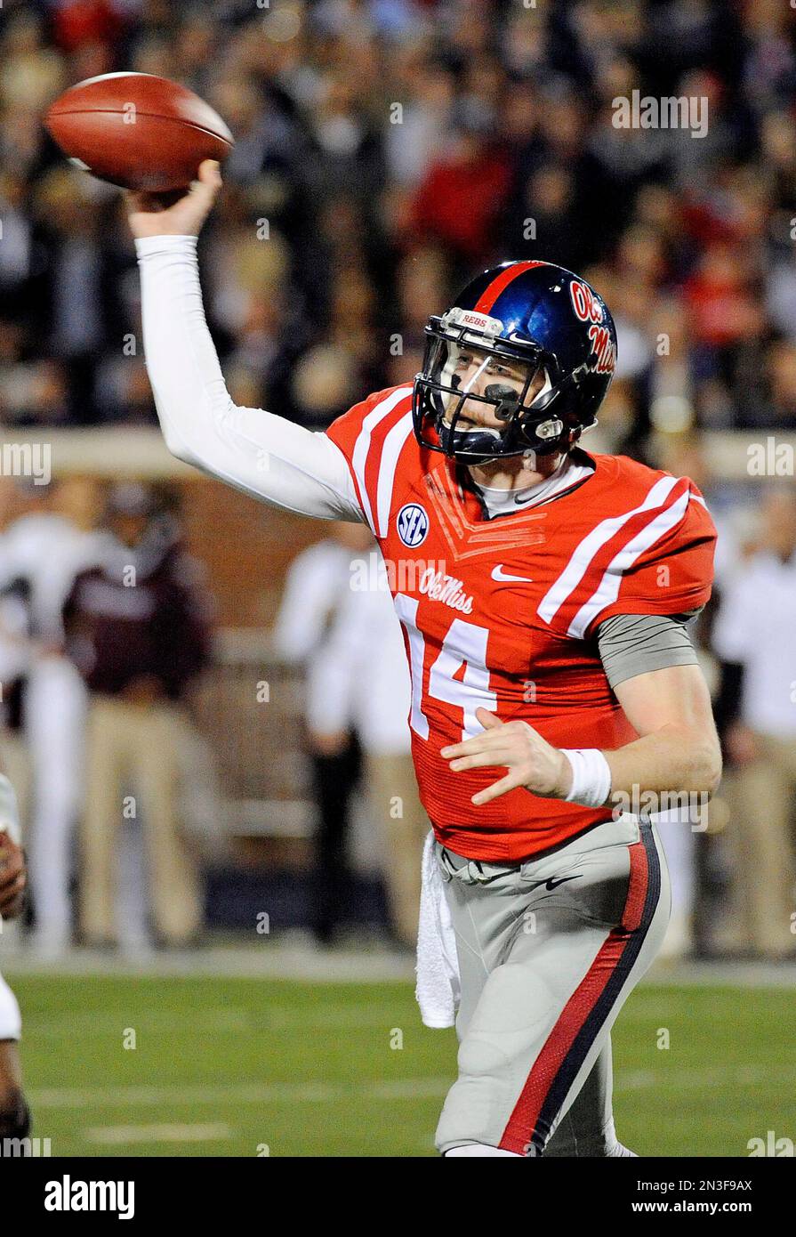 Mississippi quarterback Bo Wallace (14) releases a pass the second half ...