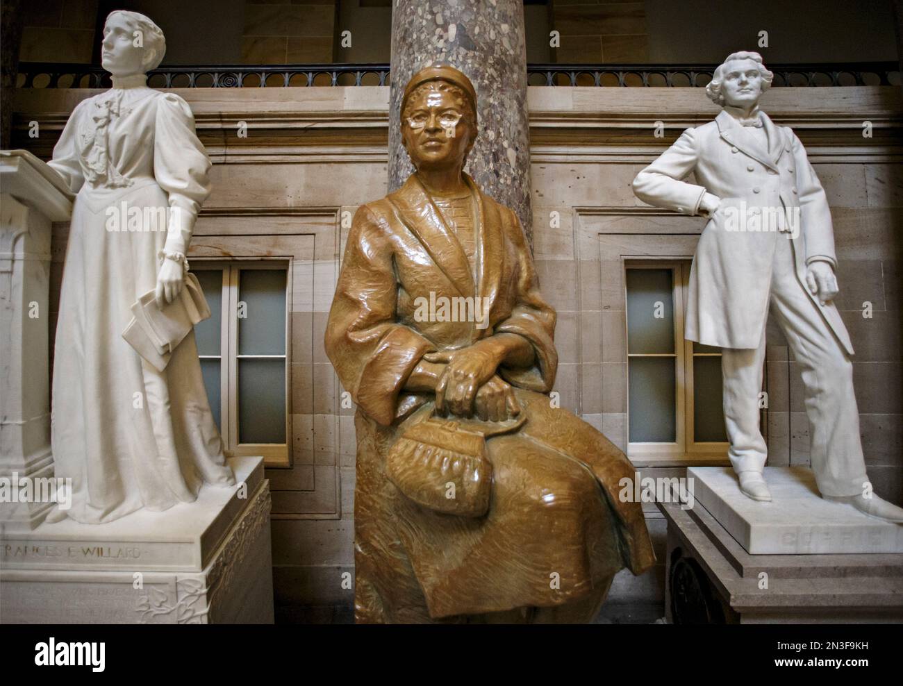 The statue of African-American civil rights activist Rosa Parks is seen ...