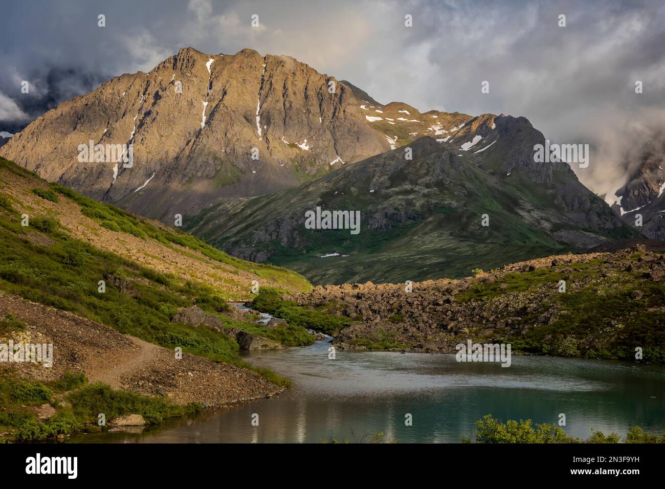 Sunset over the Chugach Mountains in Chugach State Park, Alaska, USA ...