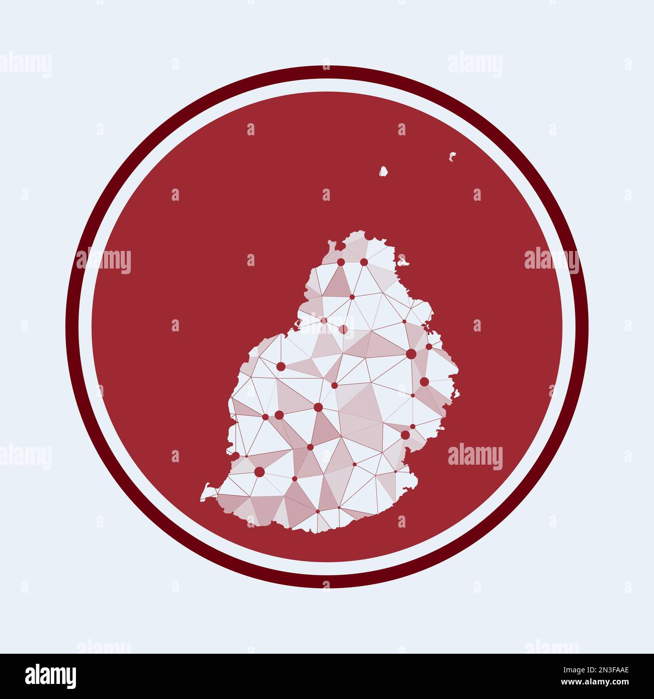 Mauritius icon. Trendy tech logo of the island. Geometric mesh round ...