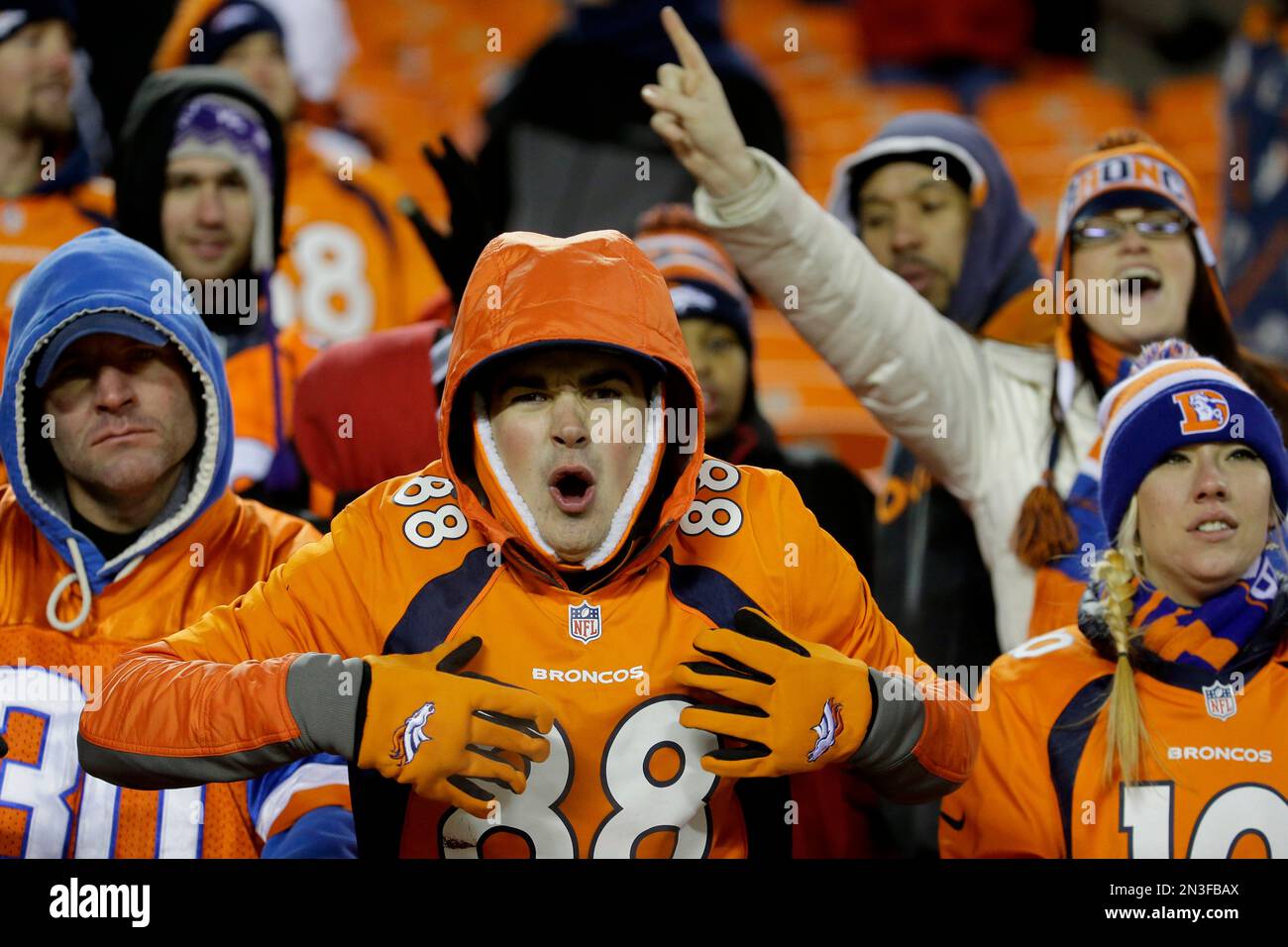 Denver Broncos fans celebrate after an NFL football game against the ...