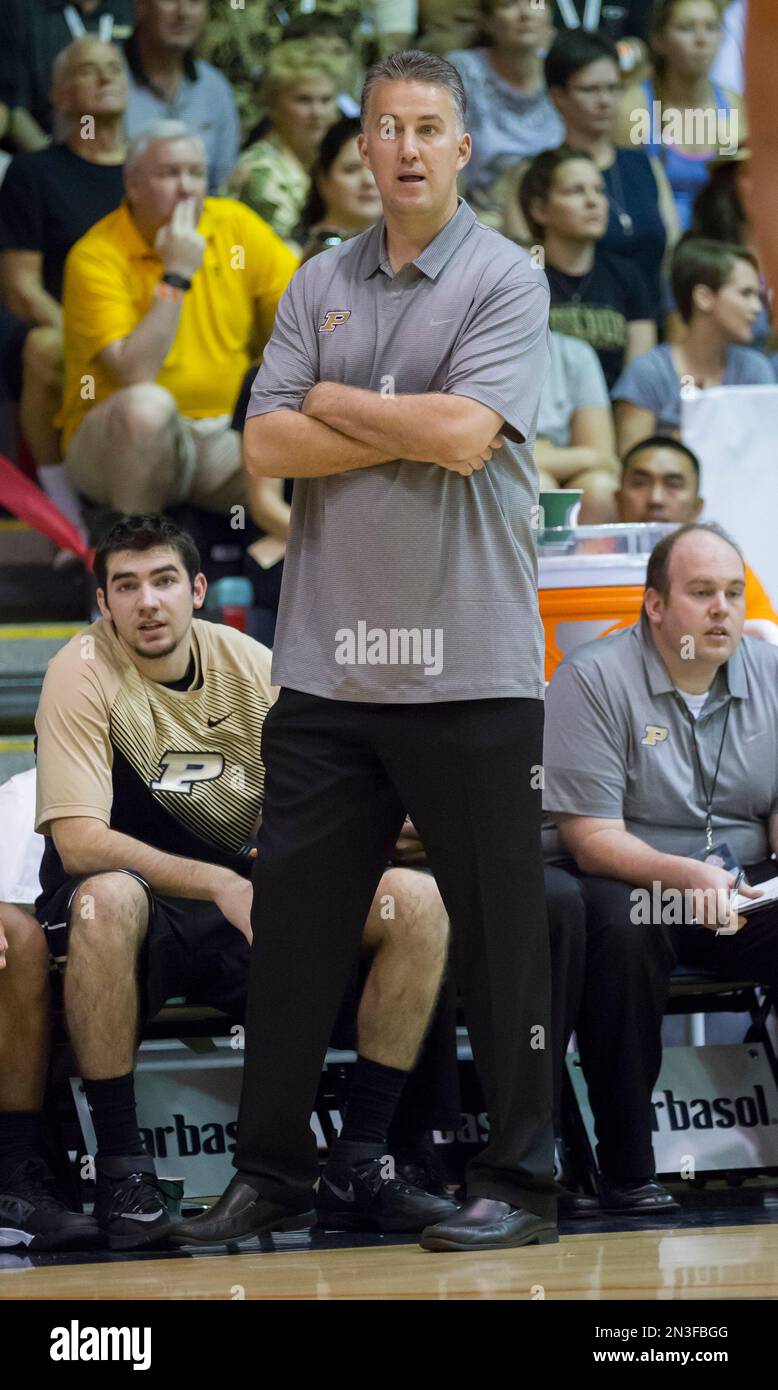 Purdue head coach Matt Painter looks on in the first half of an NCAA ...