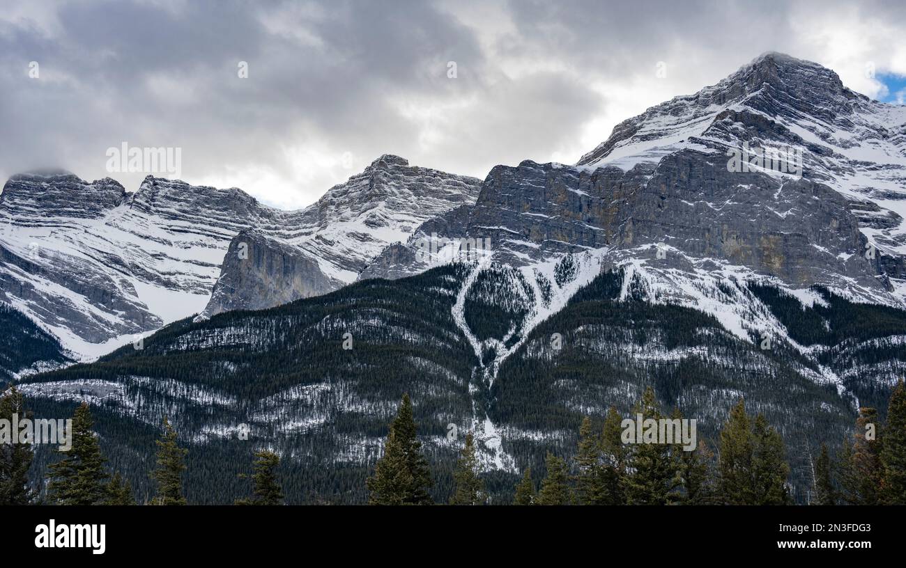 Rugged beauty and snow on the mountains in Banff National Park, Alberta ...