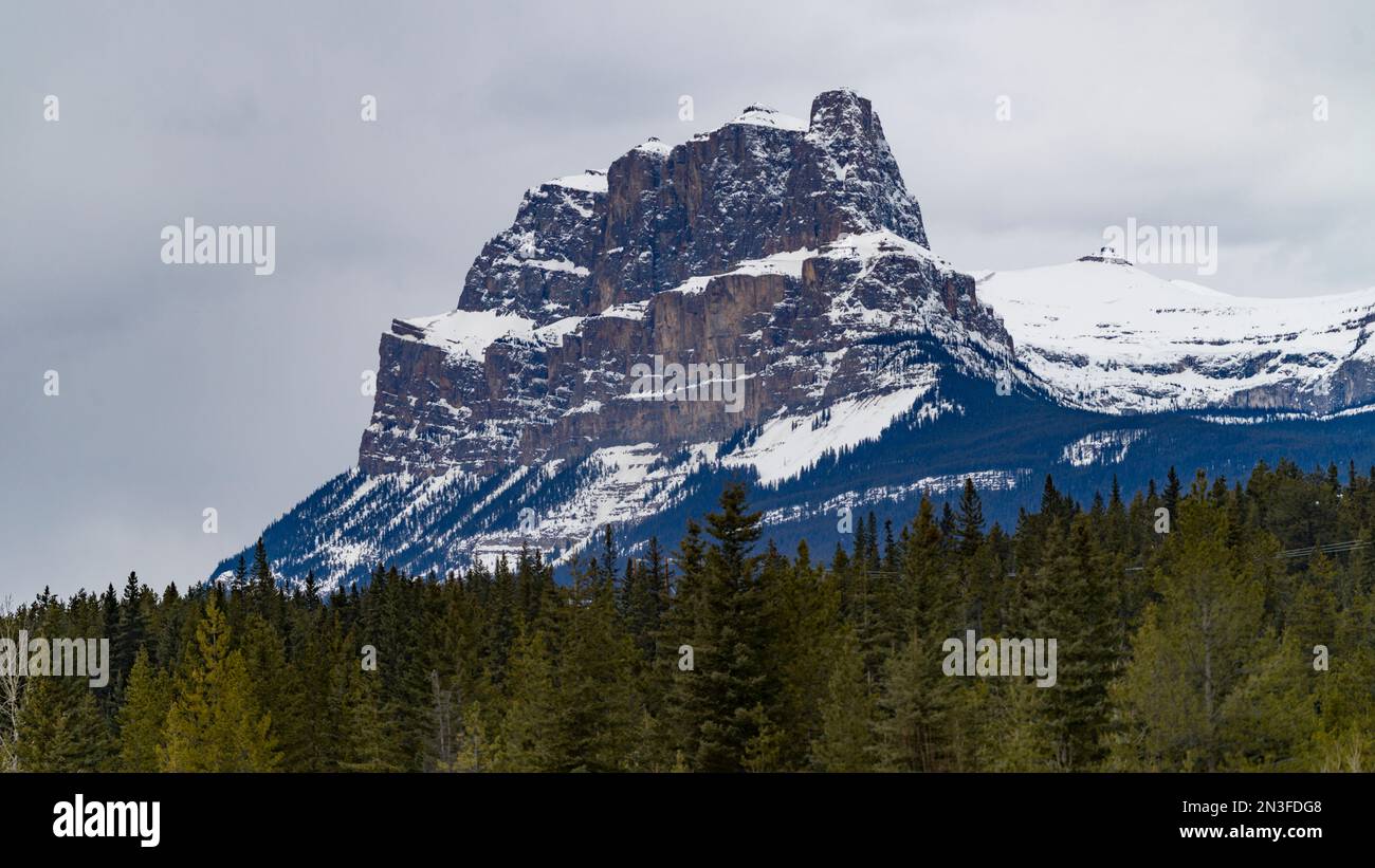 Rugged beauty and snow on the mountains in Banff National Park, Alberta ...