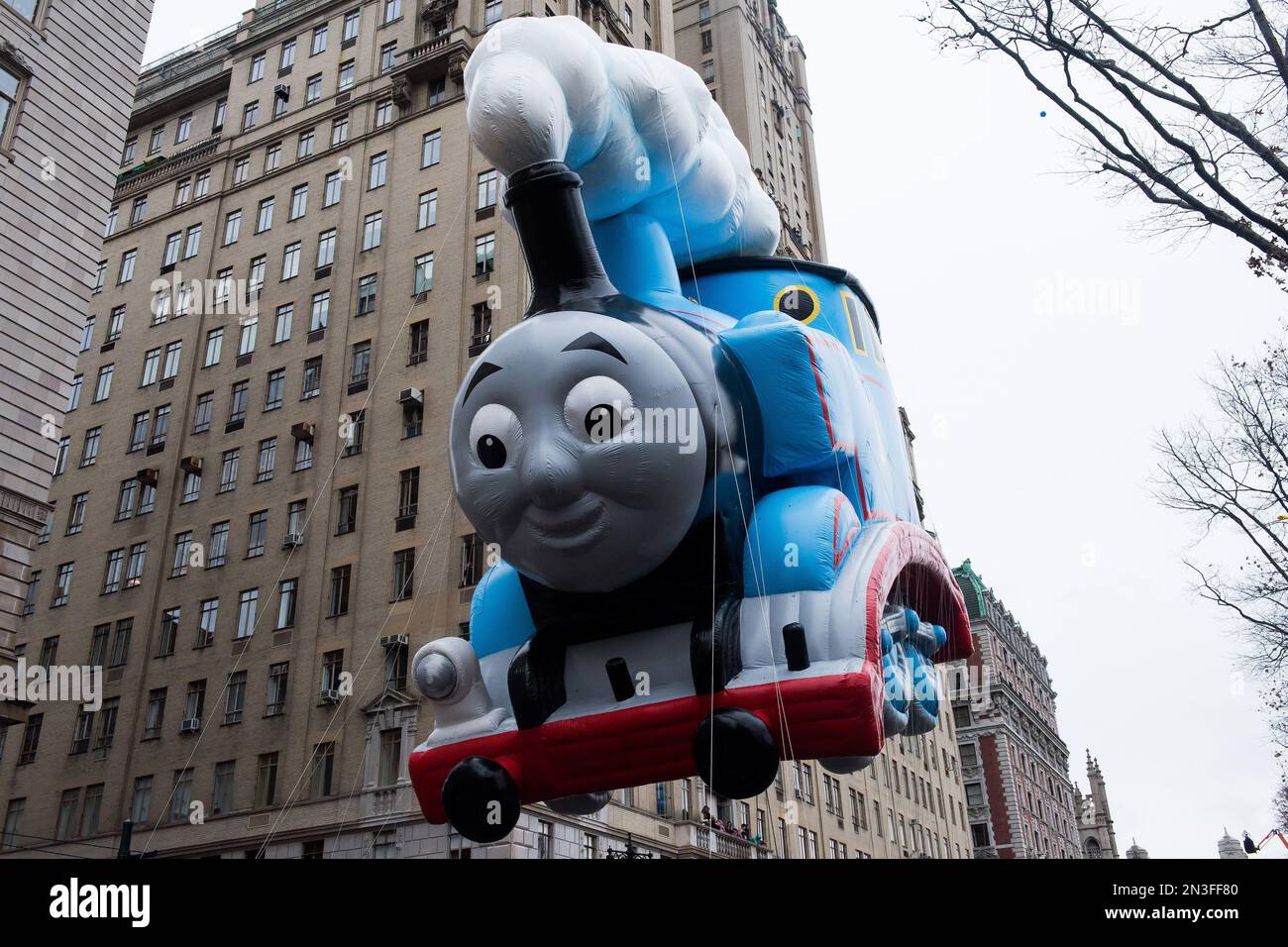 The Thomas the Tank Engine balloon floats in the Macy's Thanksgiving ...