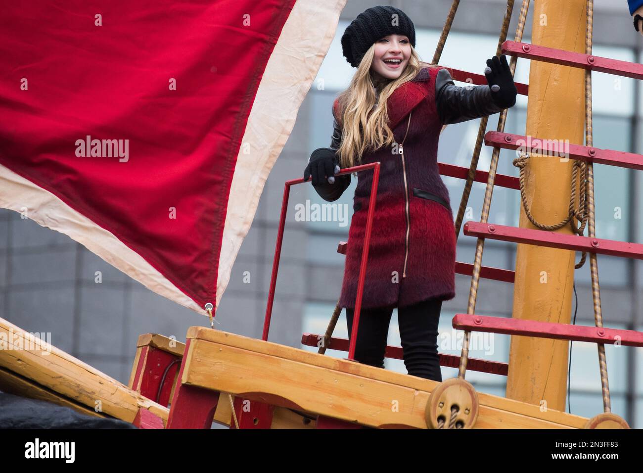 Sabrina Carpenter rides a float in the Macy's Thanksgiving Day Parade ...