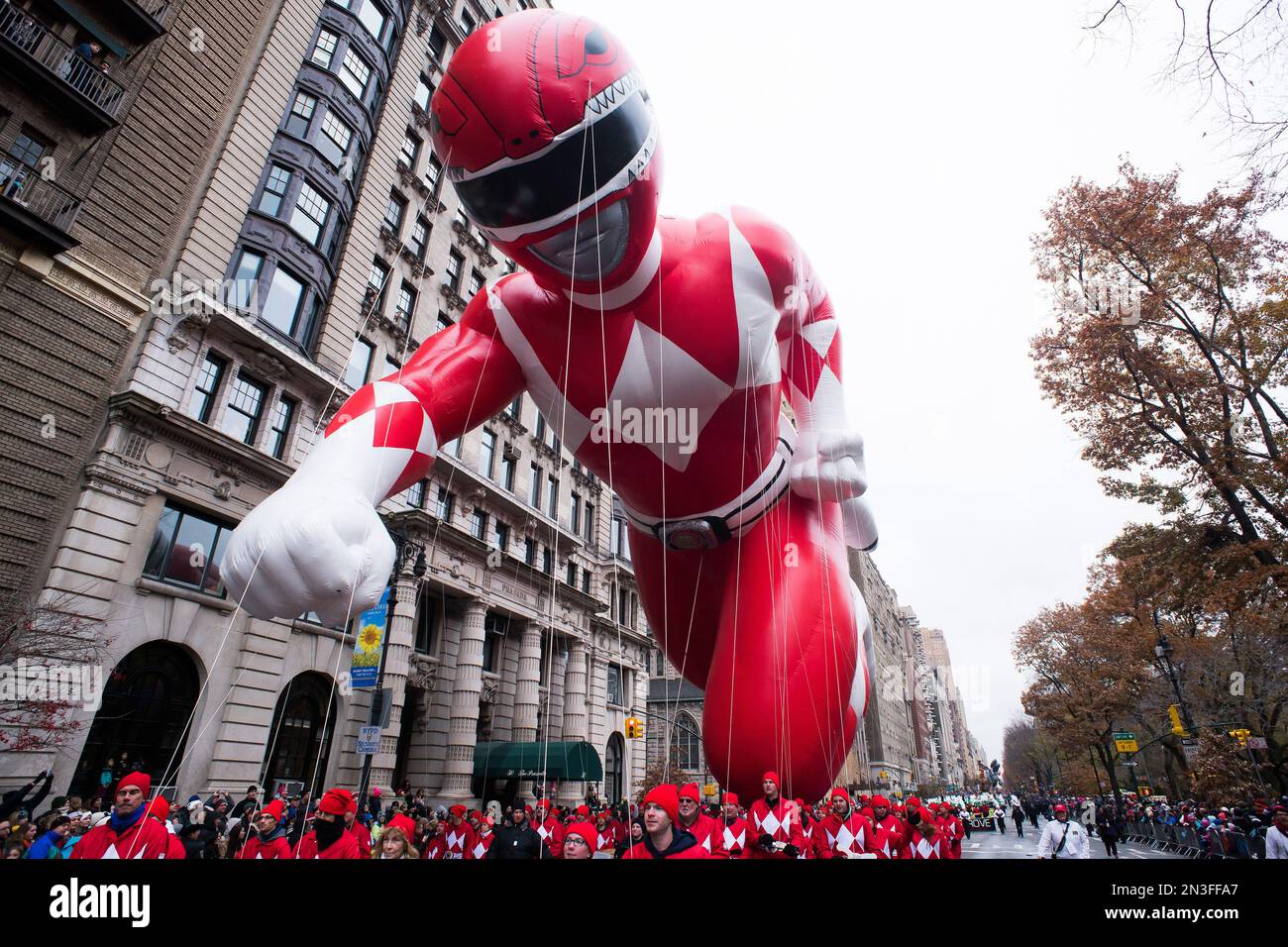 The Red Mighty Morphin Power Rangers balloon floats in the Macy's ...