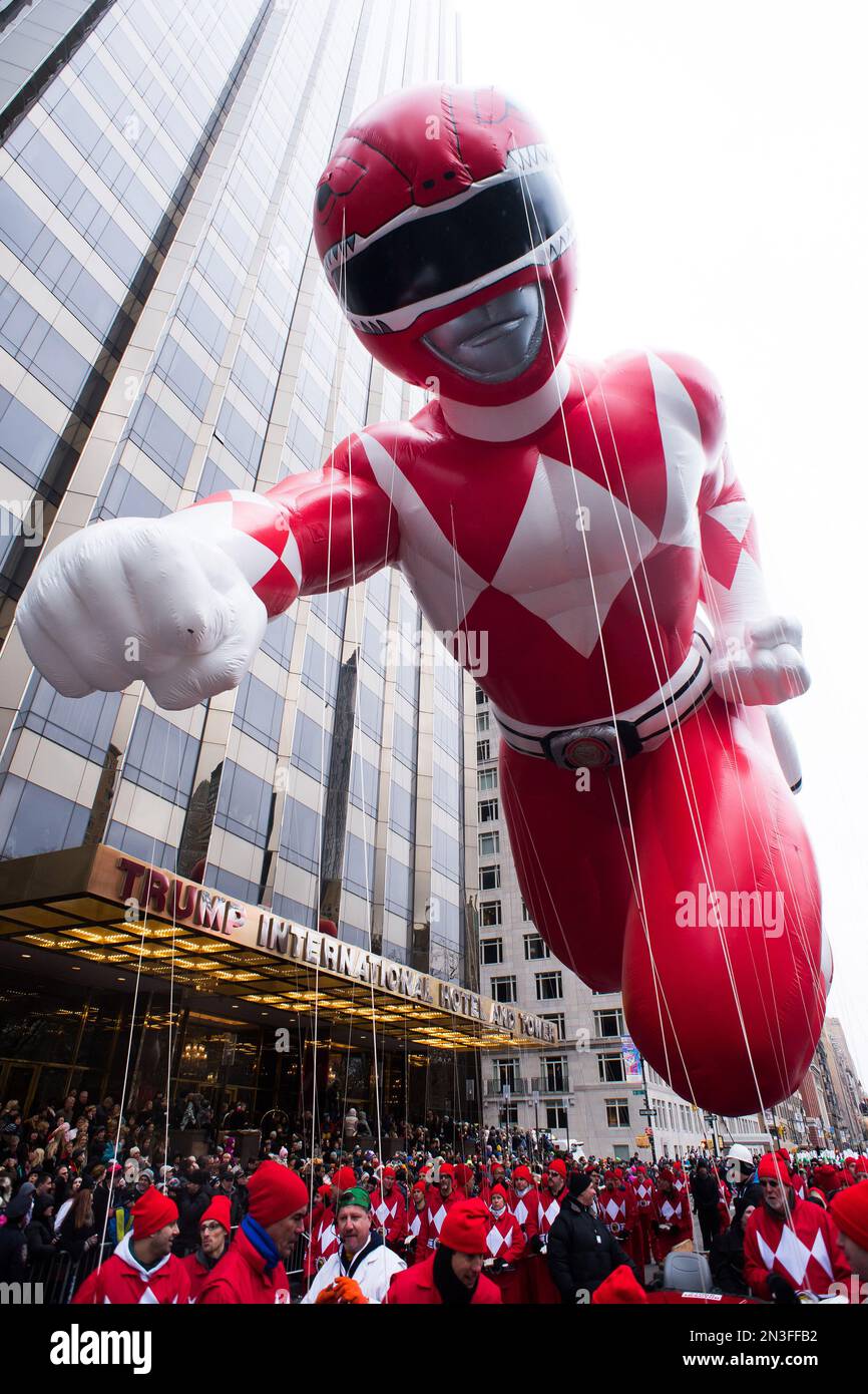 The Red Mighty Morphin Power Rangers balloon floats in the Macy's ...