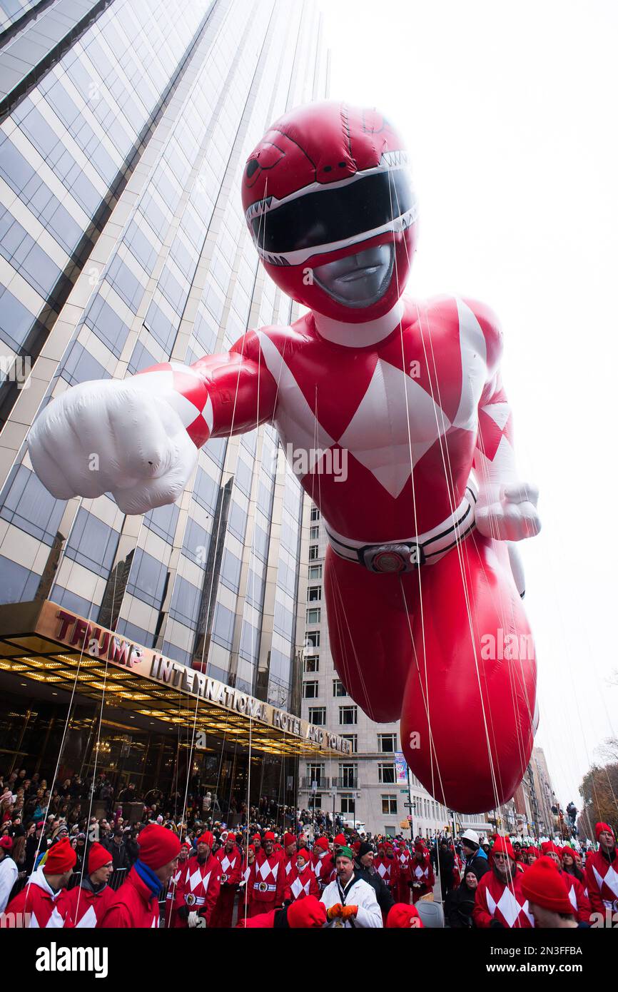 The Red Mighty Morphin Power Rangers balloon floats in the Macy's ...