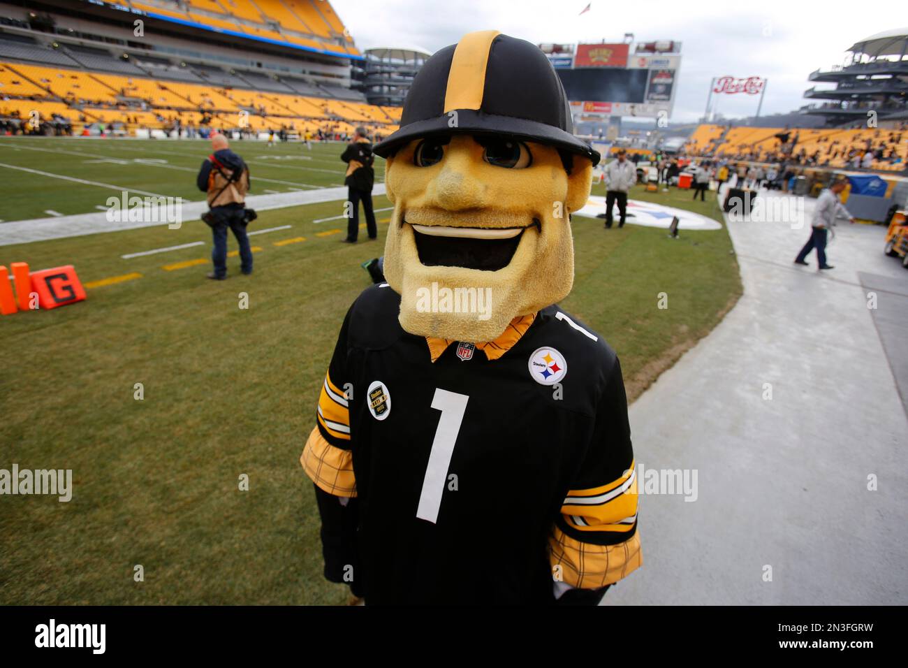 Pittsburgh Steelers mascot Steely McBeam before the NFL football game ...