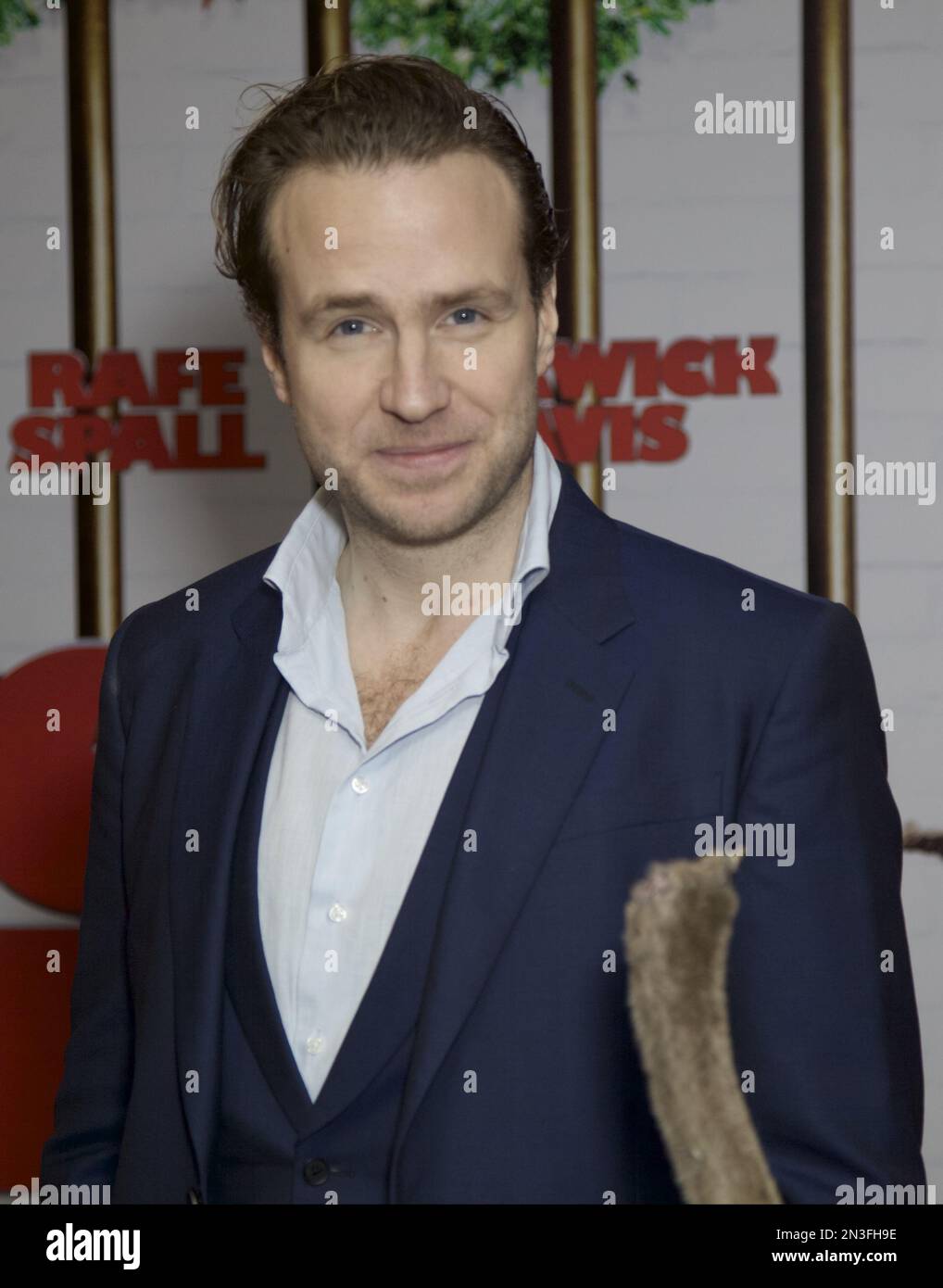 Actor Rafe Spall poses for photographers on arrival at the premier of ...