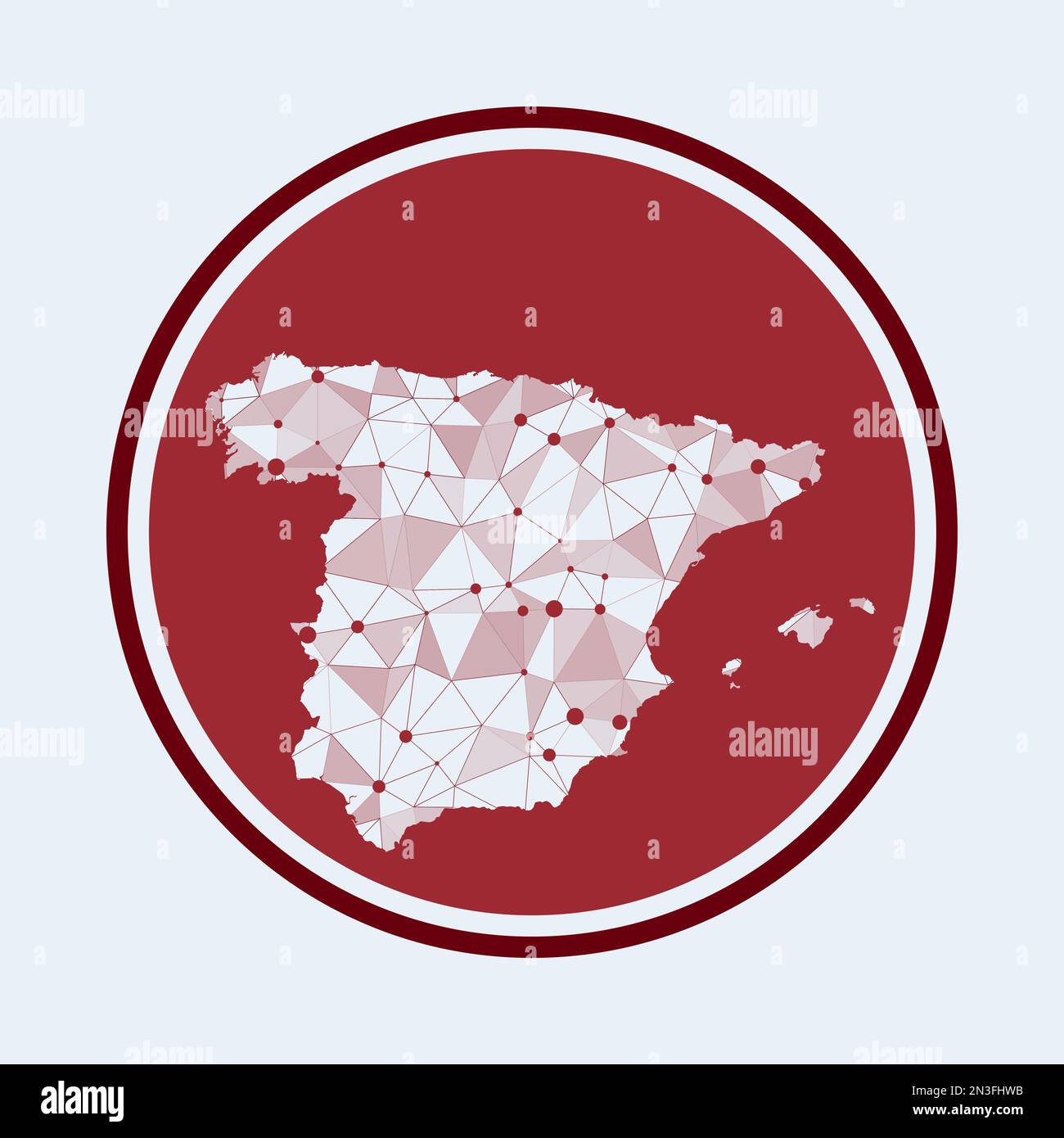 Spain icon. Trendy tech logo of the country. Geometric mesh round ...