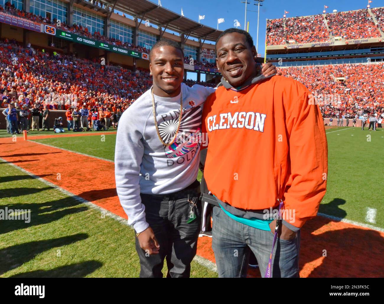 Former Clemson players Jacoby Ford, left, and James Davsi, whose ...