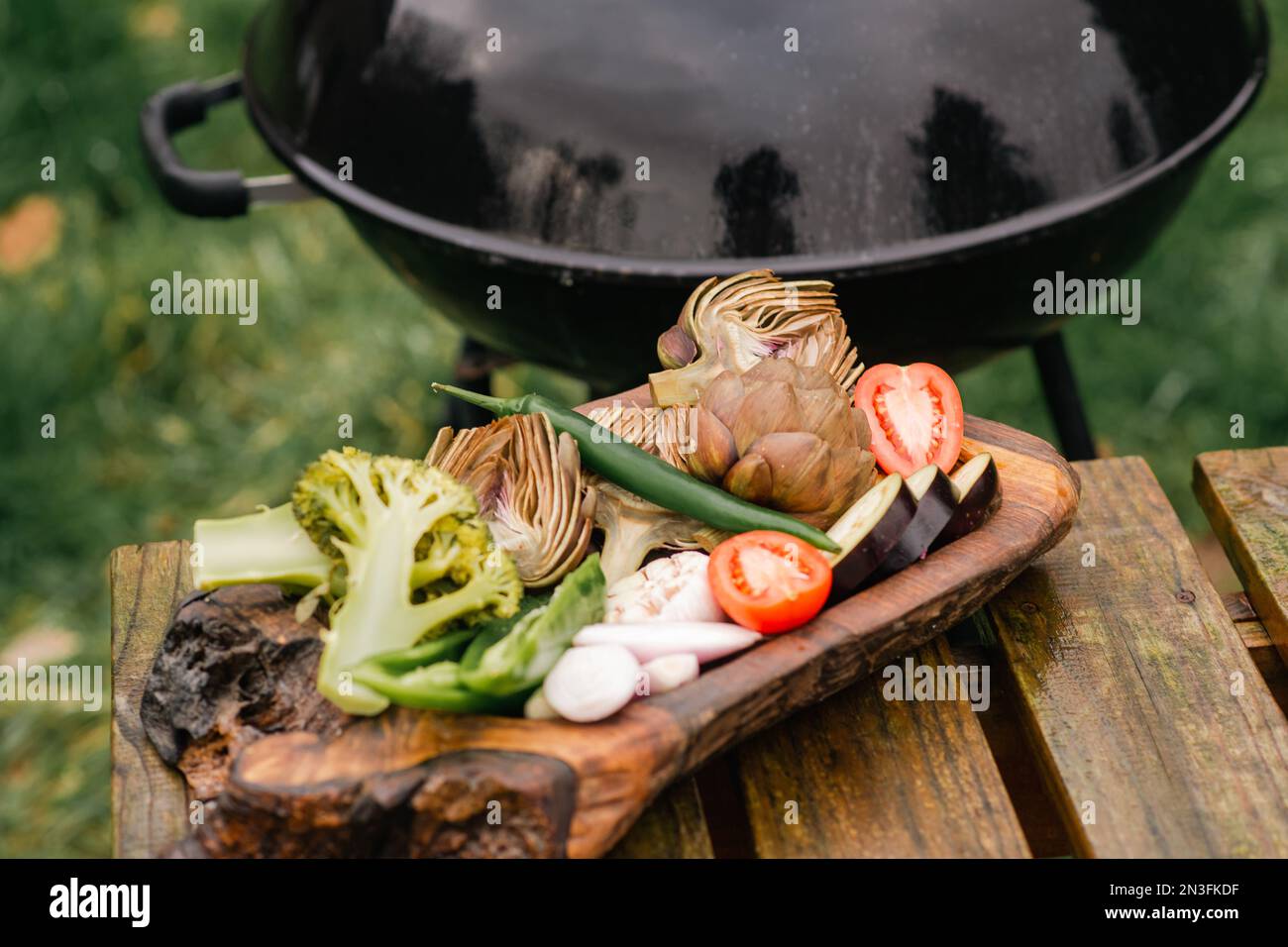 Vegetables near the grill. Green grilling. Preparing to cook healthy ...
